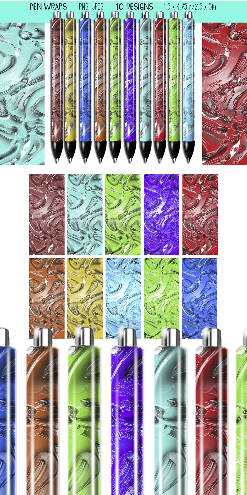 10 Pen wraps Sublimation designs/Abstraction, onja