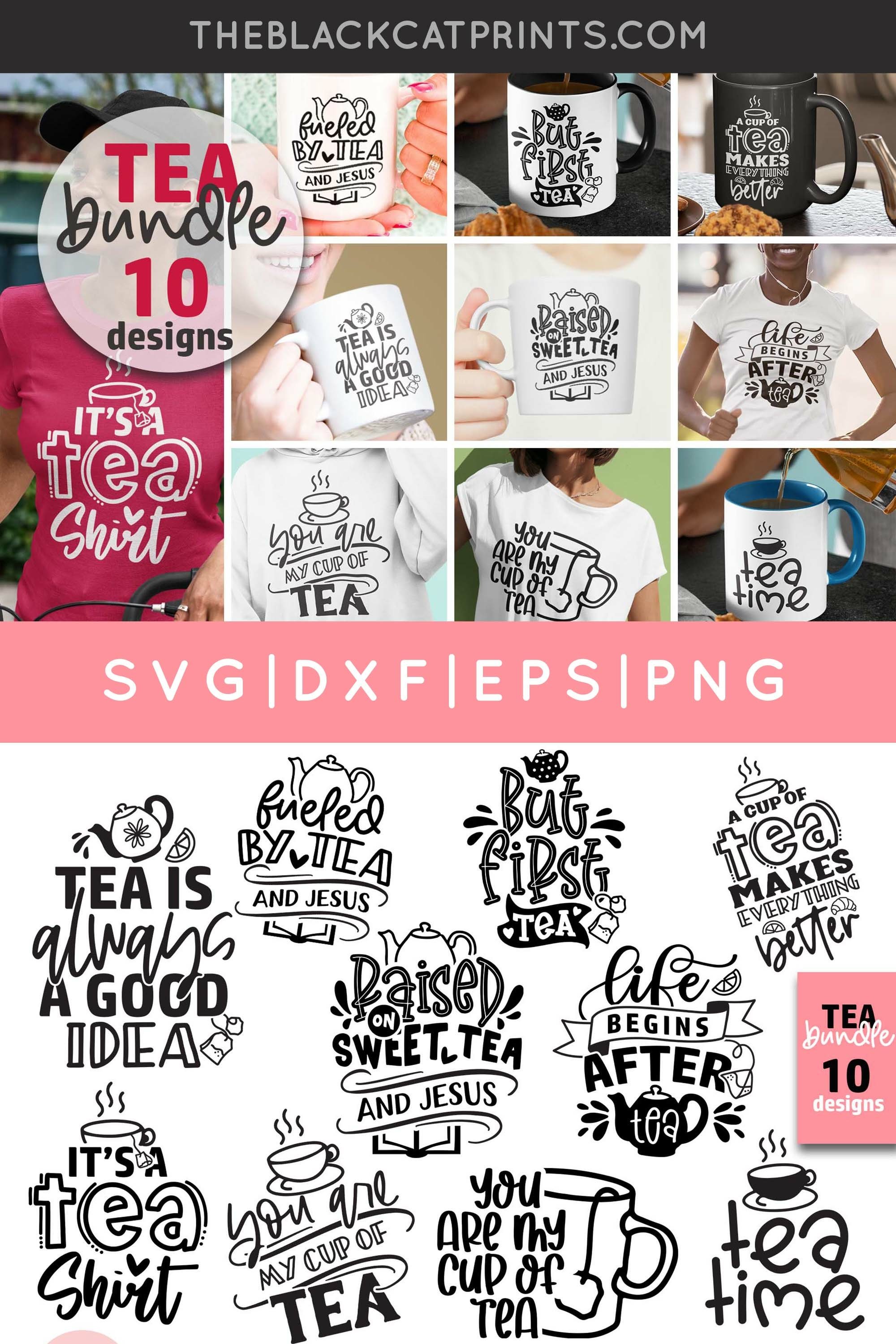 Tea SVG Bundle | Tea Lover SVG PNG | Funny Tea Quotes SVG
