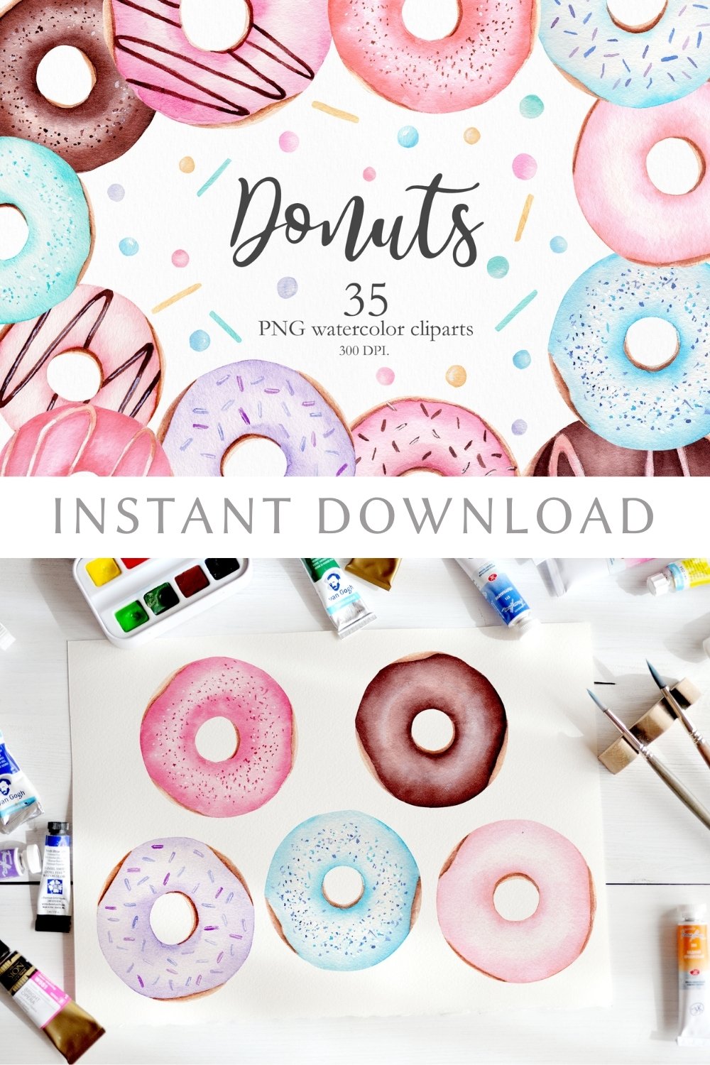 Watercolor Donuts Clipart Collection