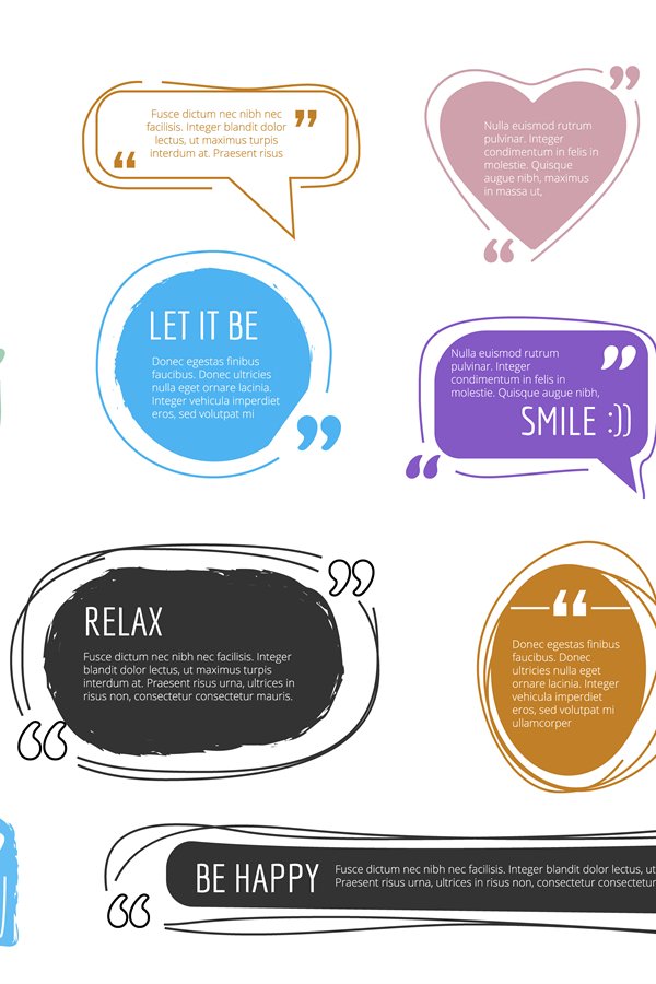 Message frames. Quote boxes colorful design templates modern