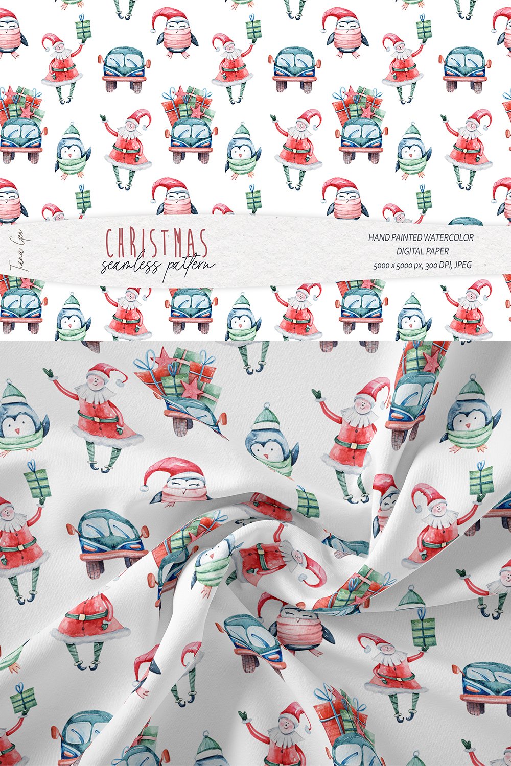 Cute Christmas seamless pattern - Digital wallpaper