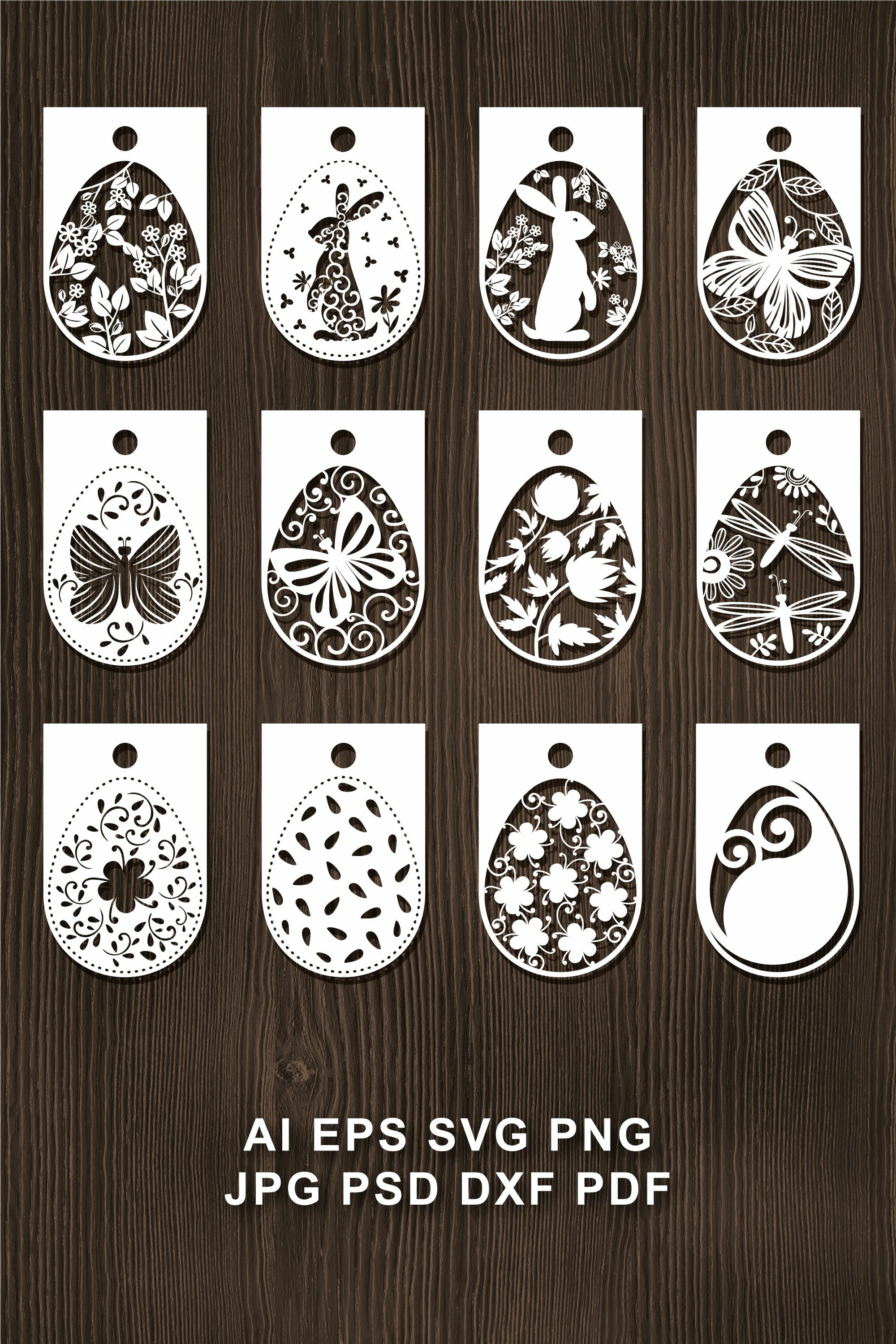 Easter Egg Tag SVG Cut file for Crafters. Bunny, butterly