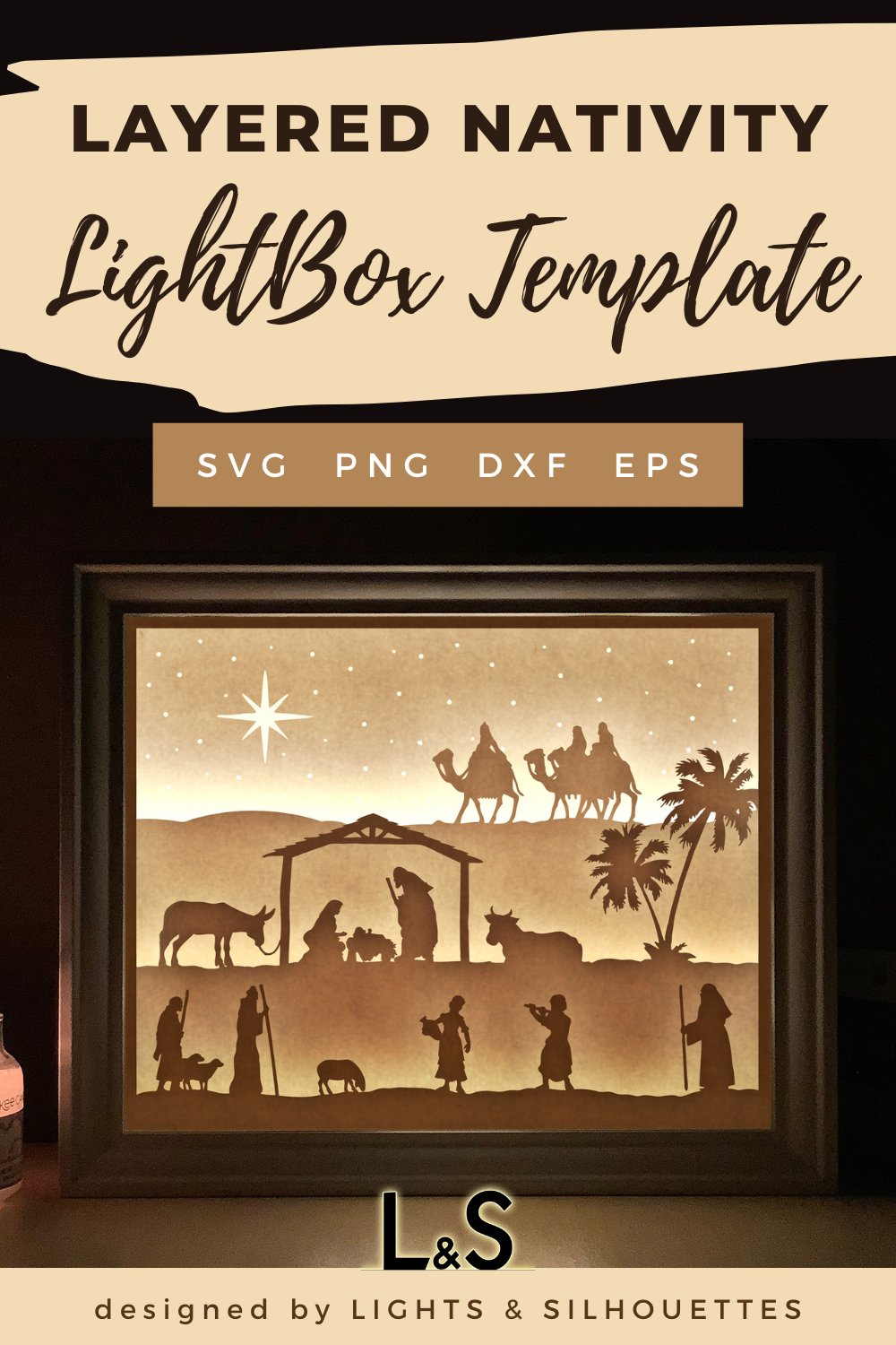 Layered Nativity SVG | Christmas Light Box