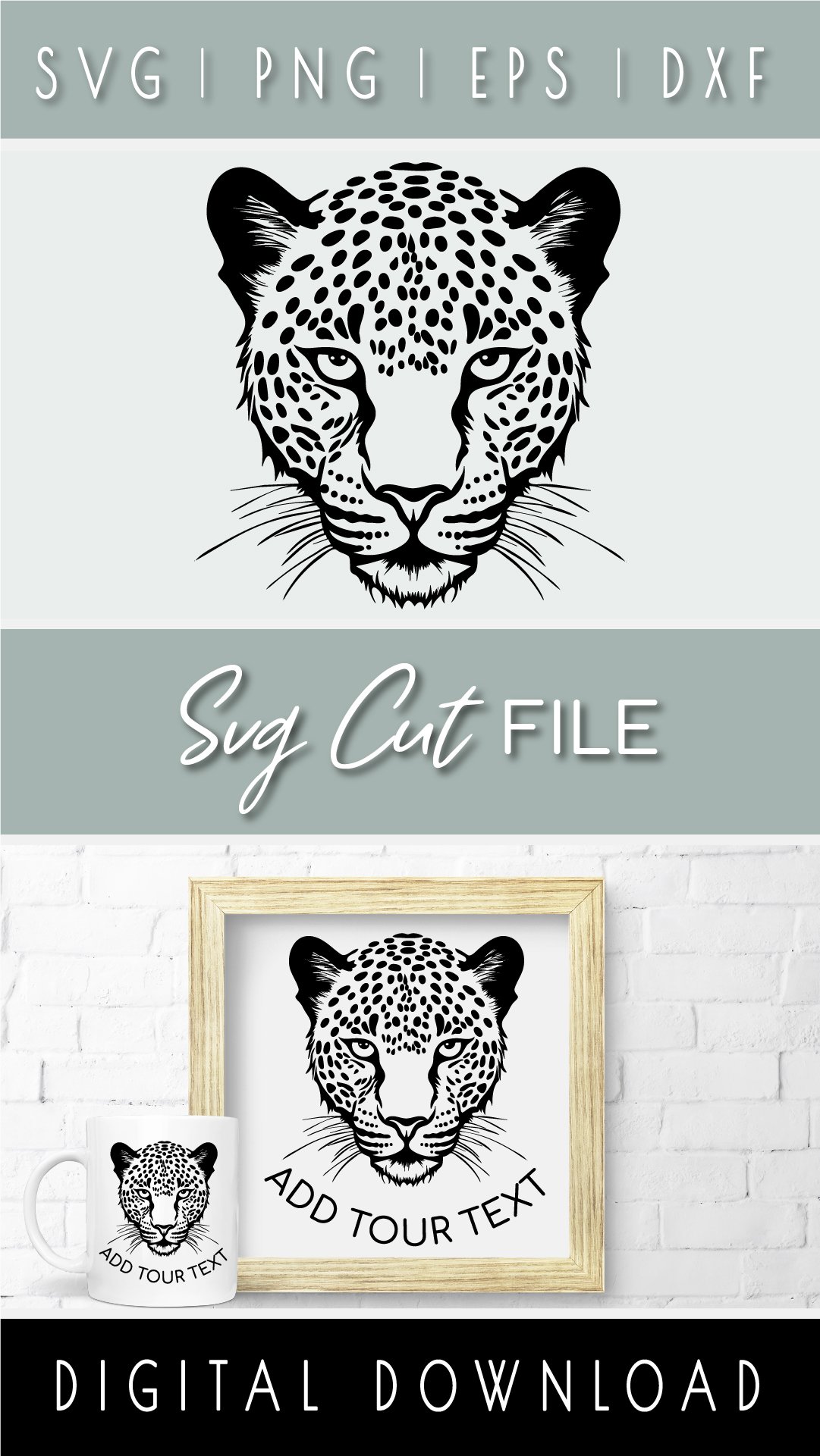 Leopard SVG | Leopard Head Cut File | Cheetah SVG