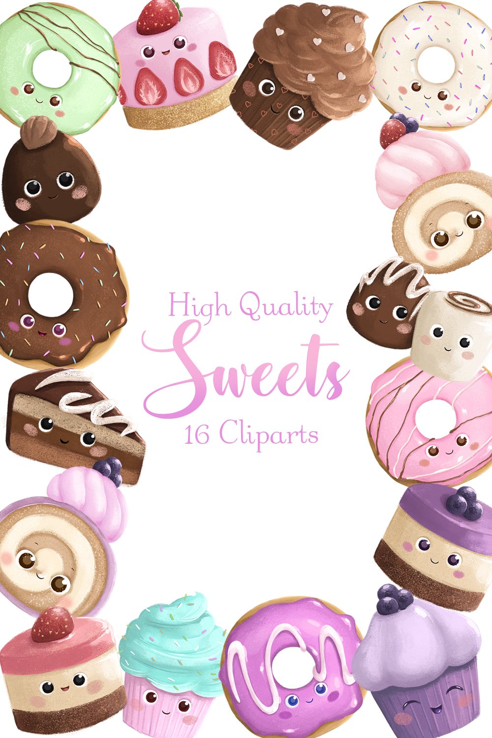 Kawaii Sweet food Cliparts - 16 High Quality Sweets PNG