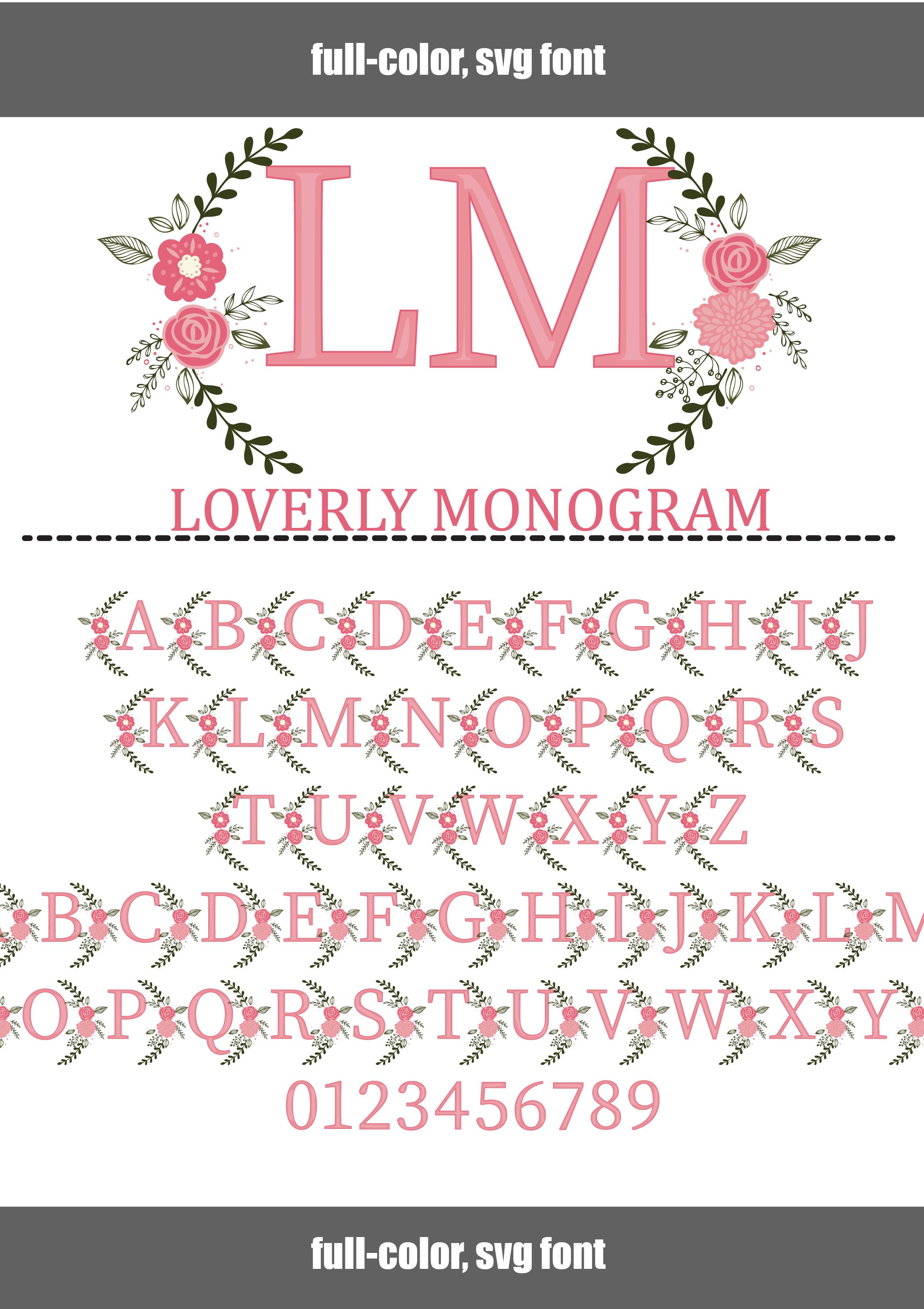 Full Color SVG Monogram Flower Font