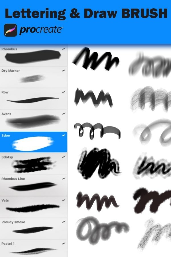Lettering and drawing bruses for Procreate app