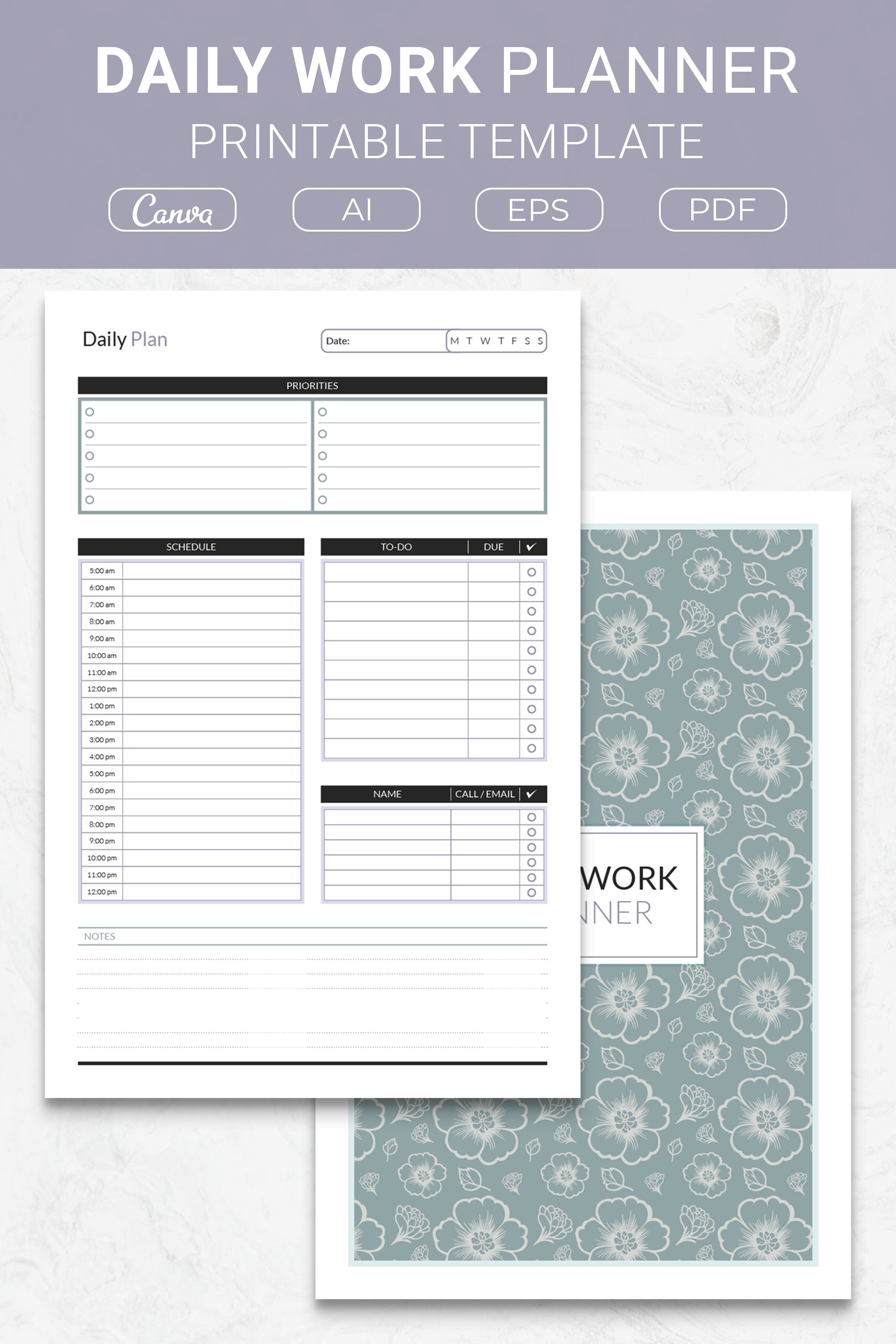 Daily Work Planner Printable Template (2656942)
