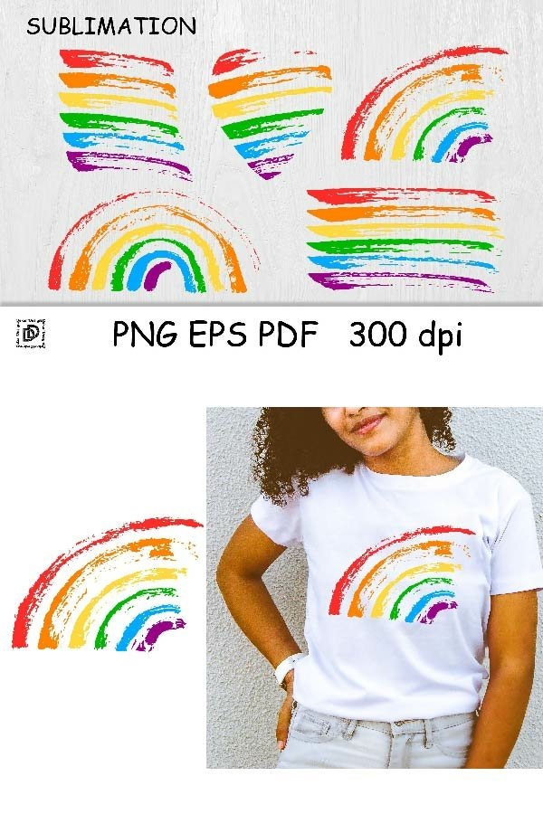 Rainbow Sublimation Distressed Png