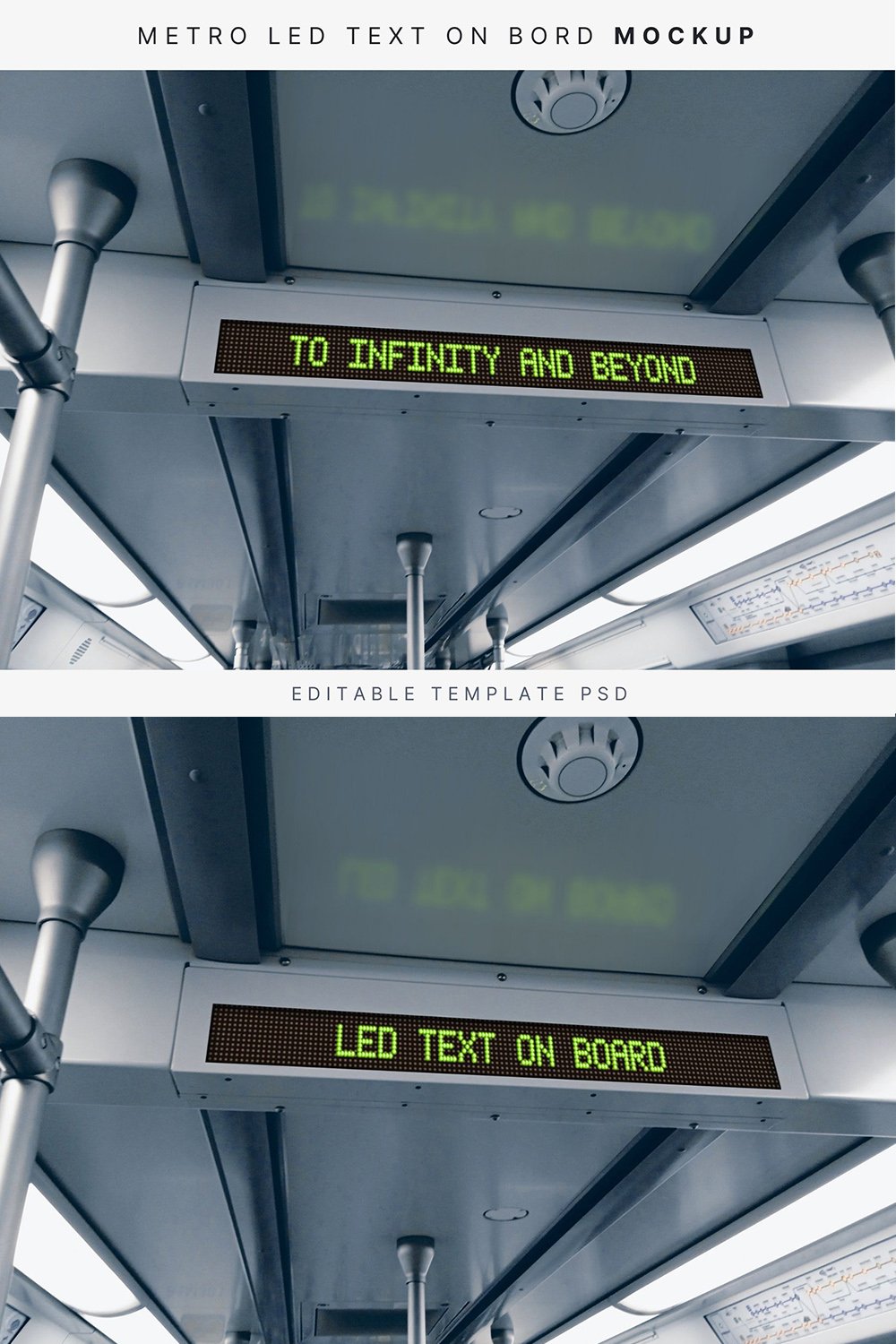 Metro Led Text on Board Mockup - Editable PSD Template