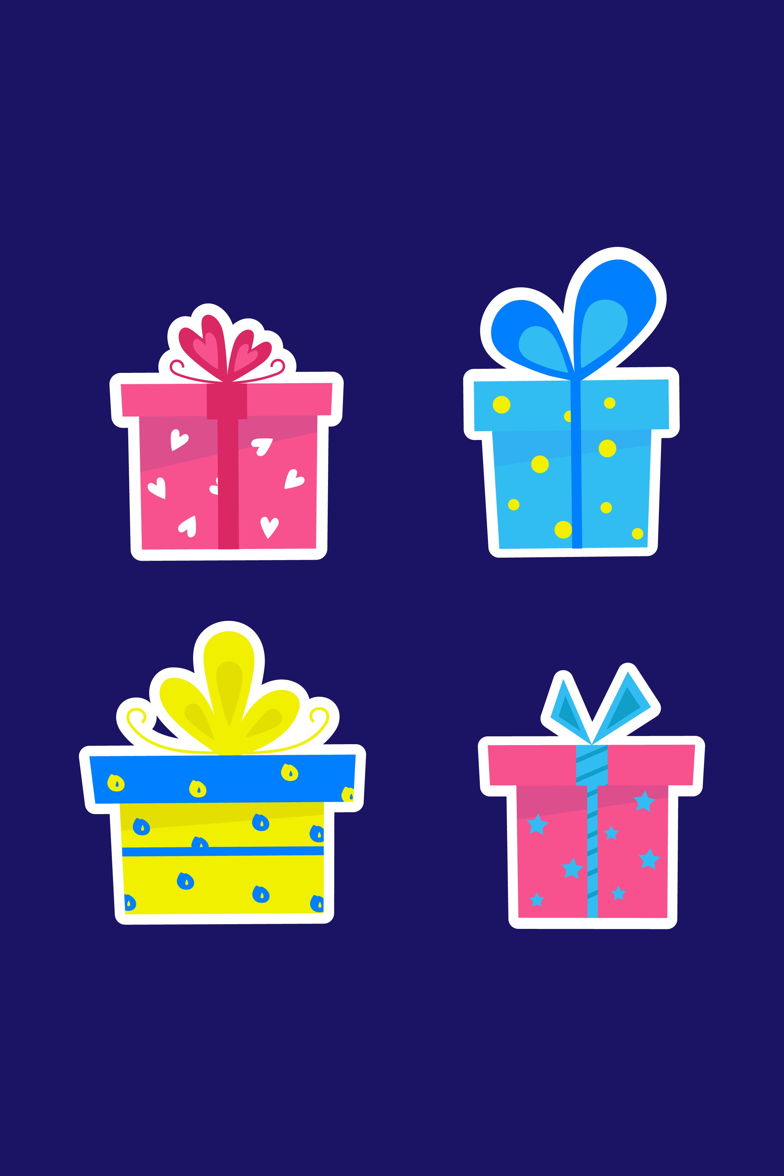 Gift box stickers. Christmas stickers png. Birthday stickers