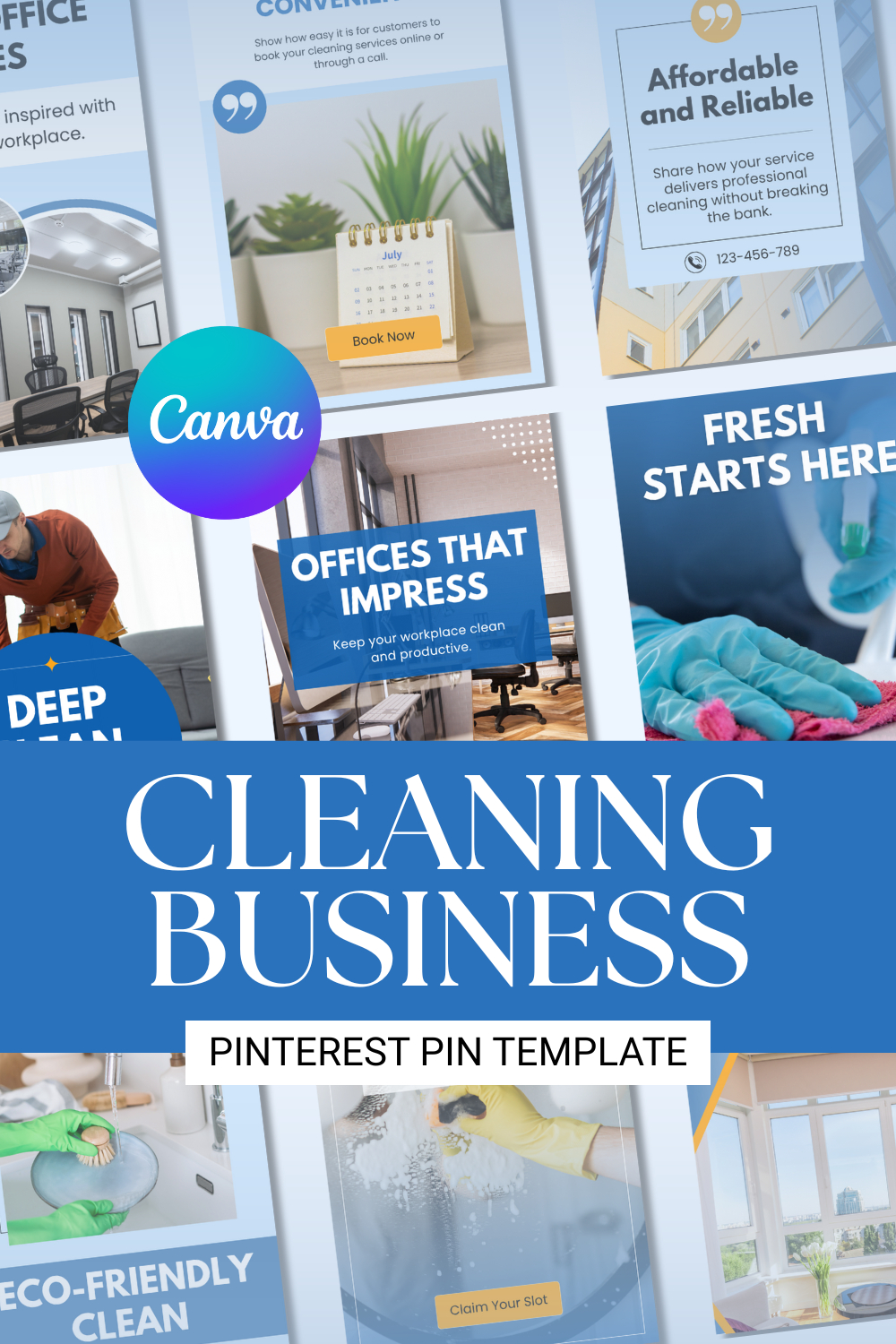 Cleaning Business Pinterest Canva Design