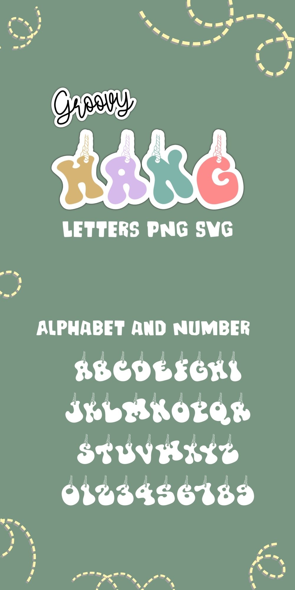 Groovy Hang Letters PNG SVG