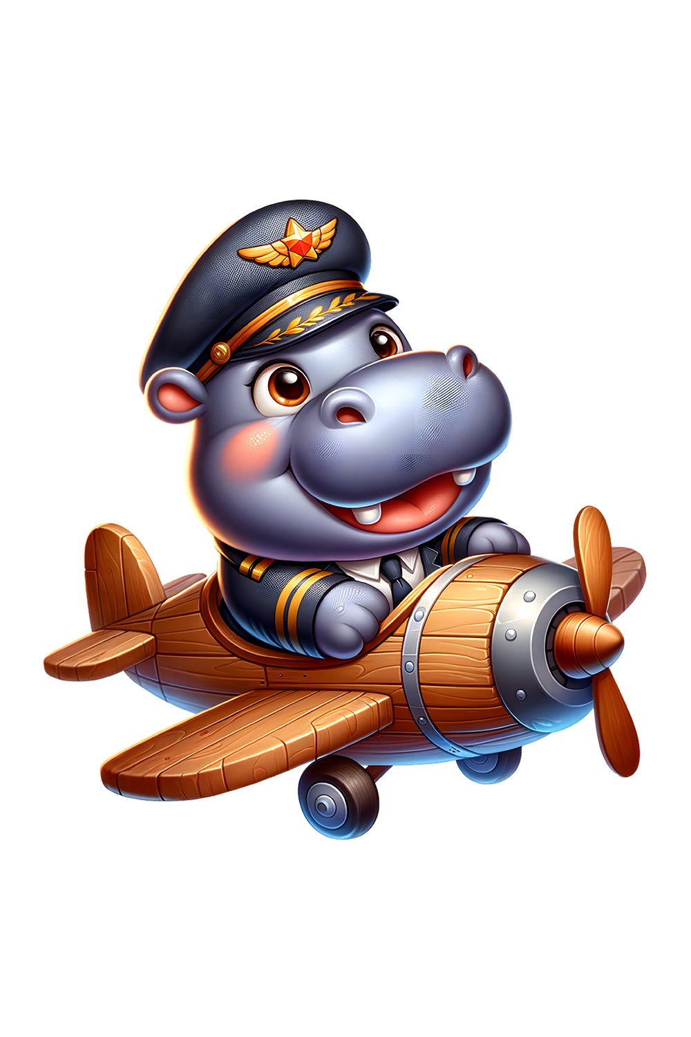 Hippo Riding on the Plane PNG Sublimation Clipart