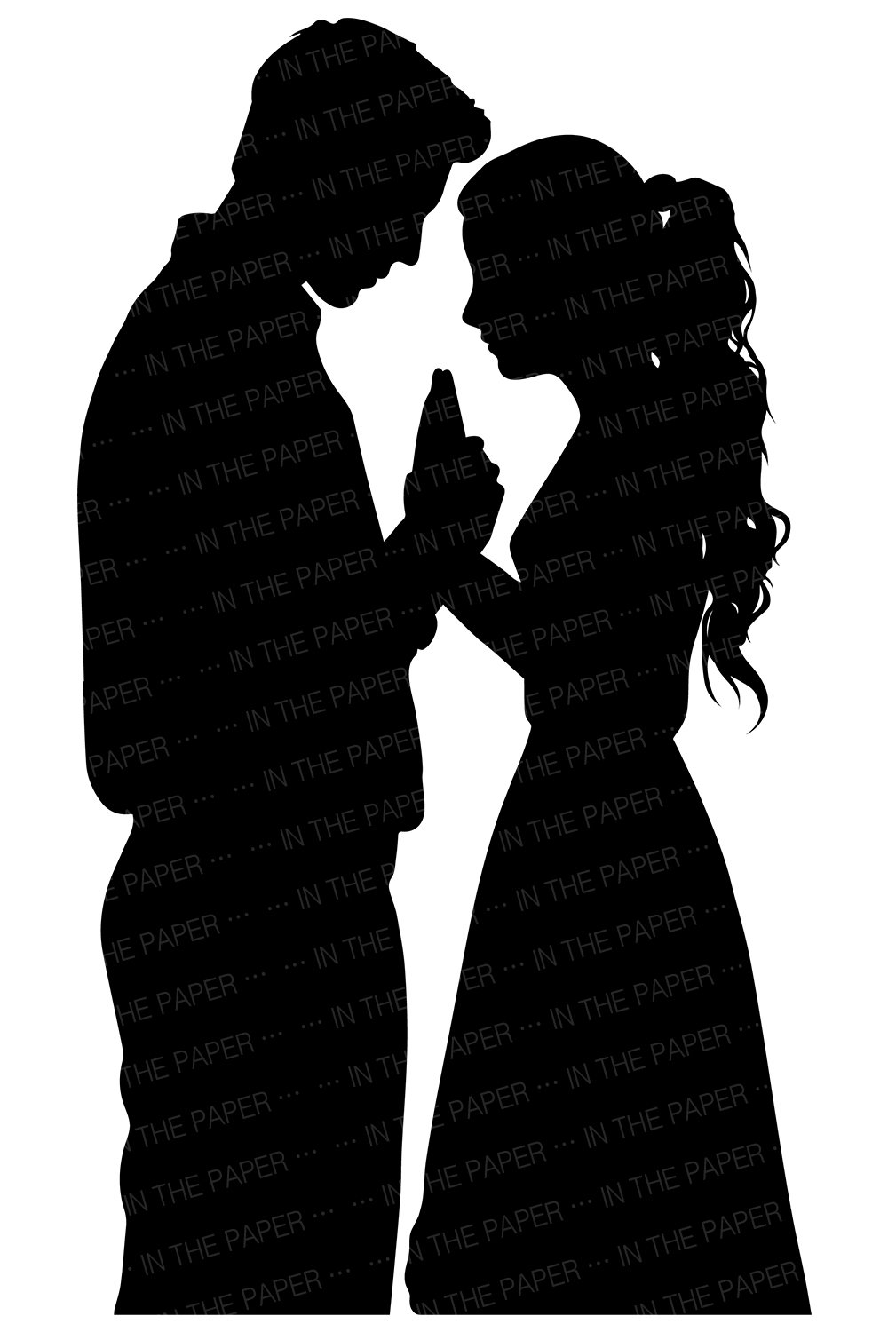 Praying Couple SVG | Black Silhouette Woman Man (3169391)