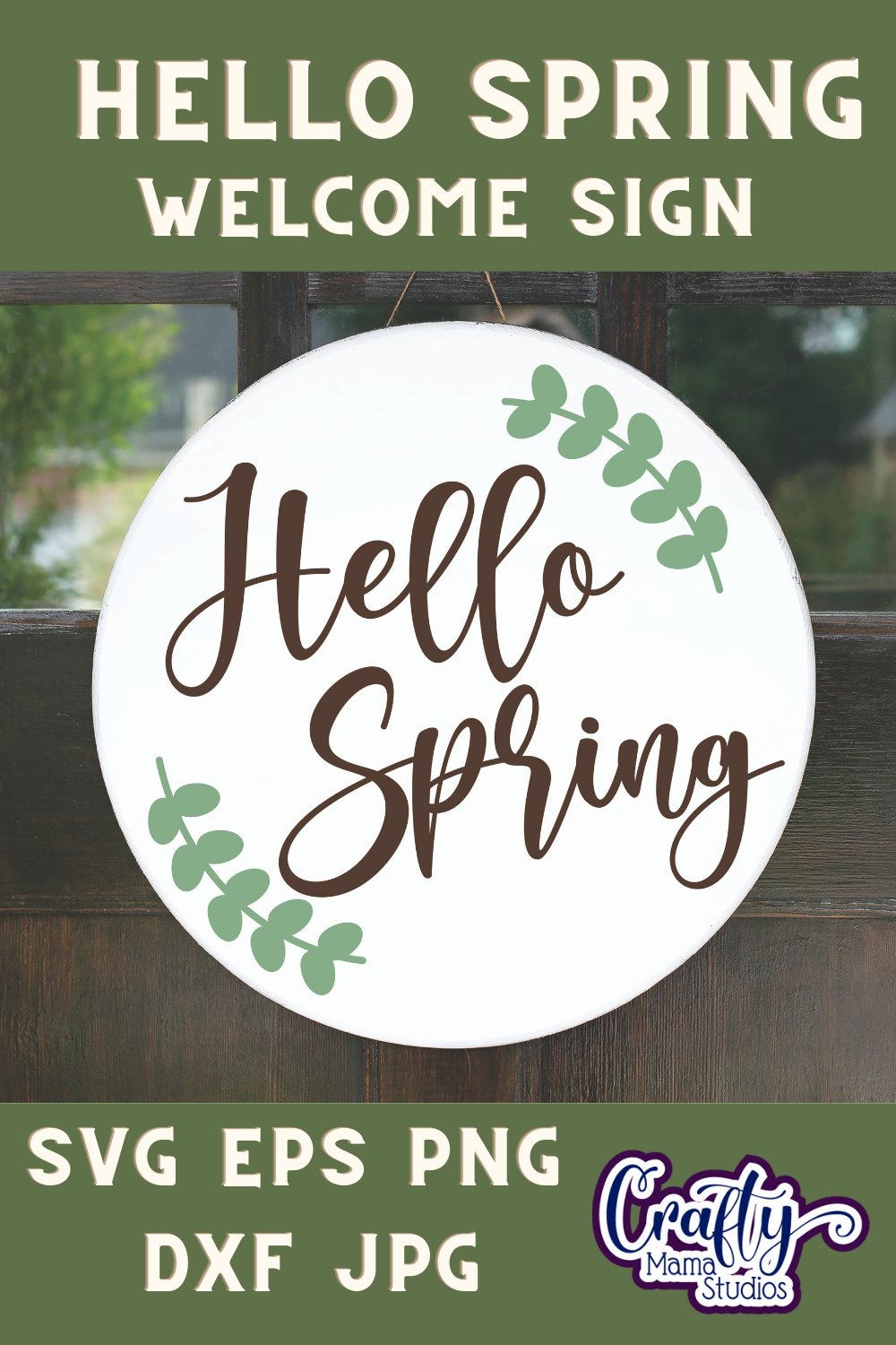 Hello Spring Spring Round Sign Door Hanger Svg