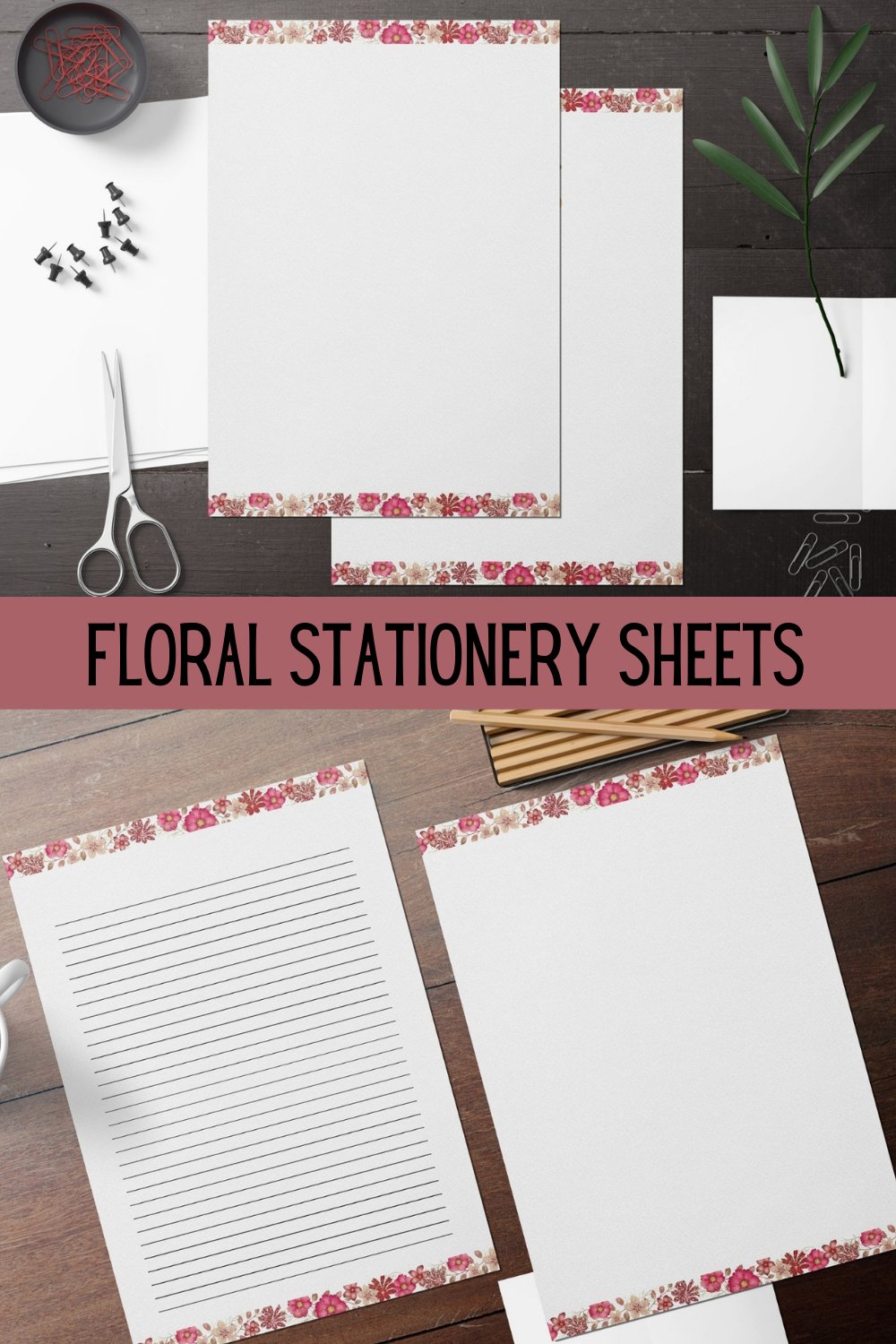 Watercolor Floral Borders, Stationery Journaling (2524106)