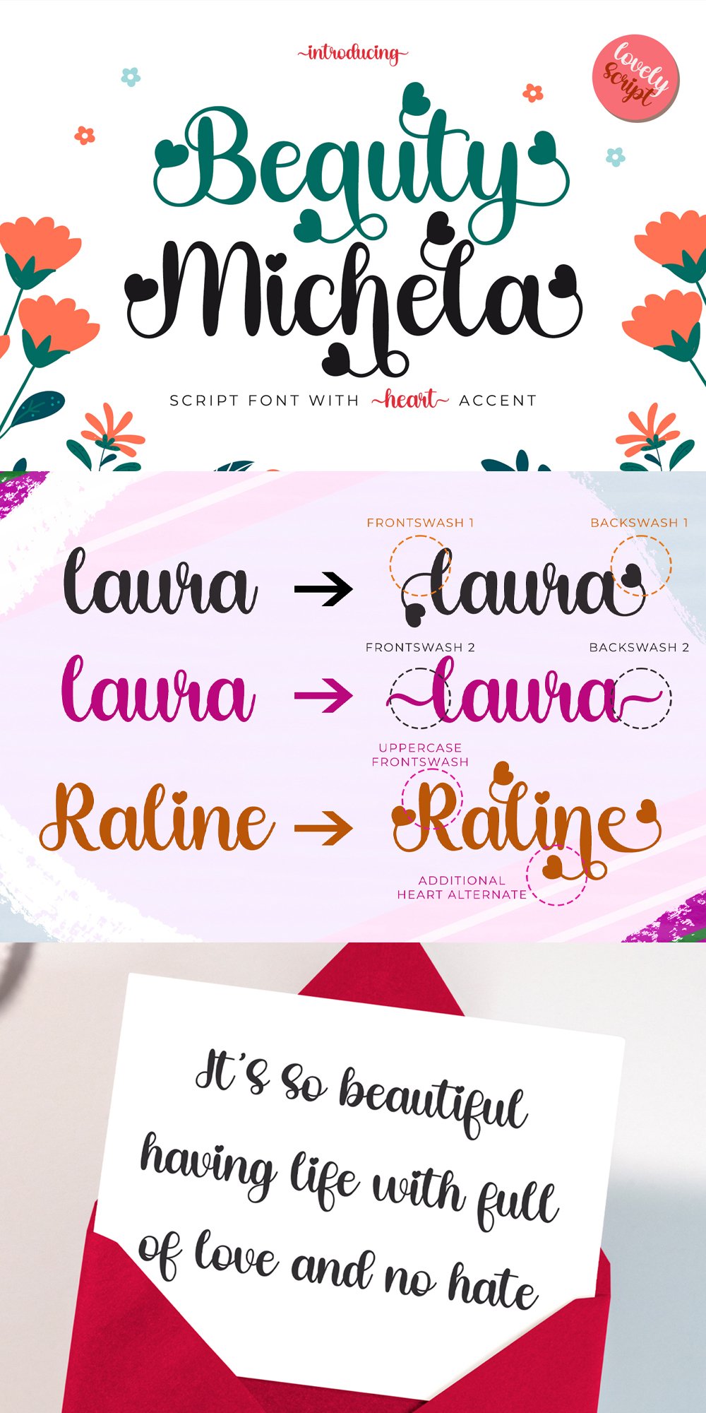 Beauty Michela - Script Font with Love Accent (1383592)