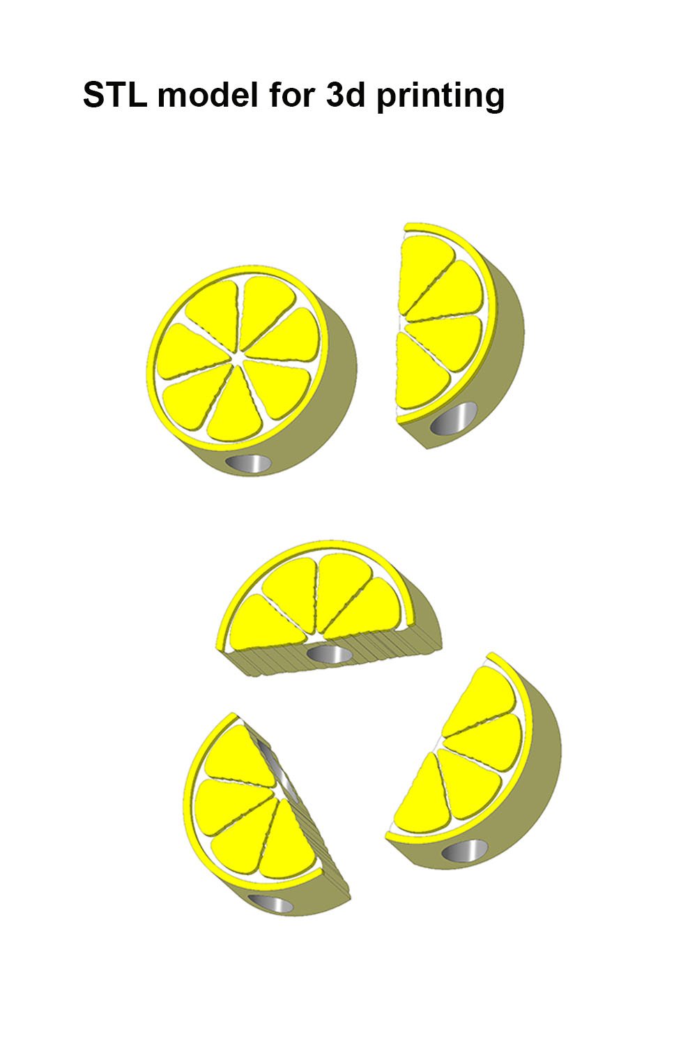 Bundle Slice Lemons Straw Toppers Stl Files for 3d printing.