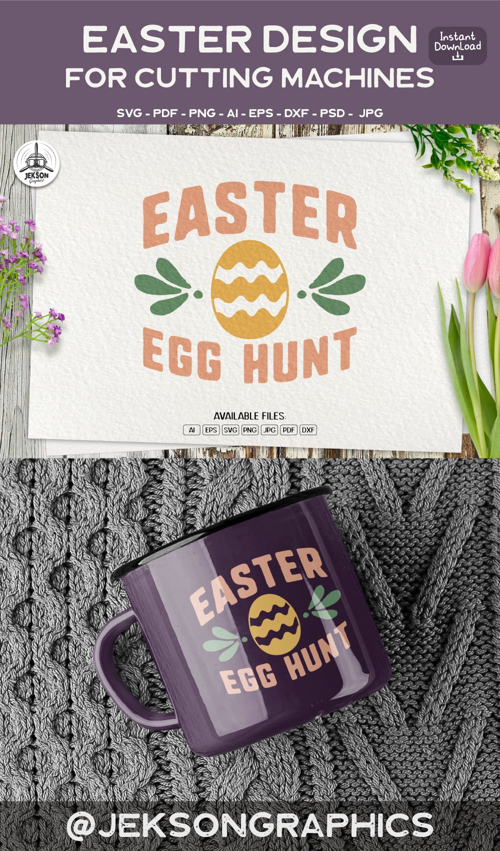 Easter SVG Cricut File | Easter Egg Hunt Design DXF PNG PDF
