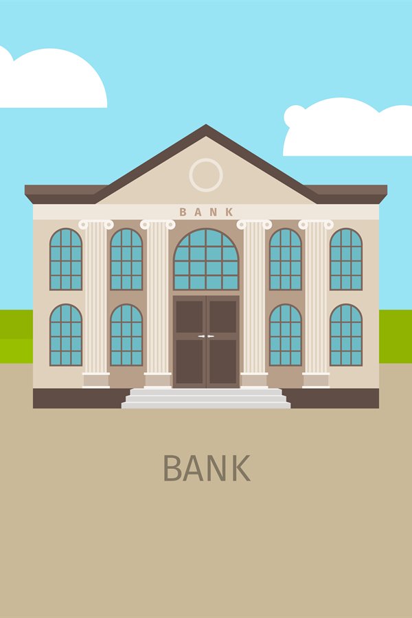 Colored bank building illustration
