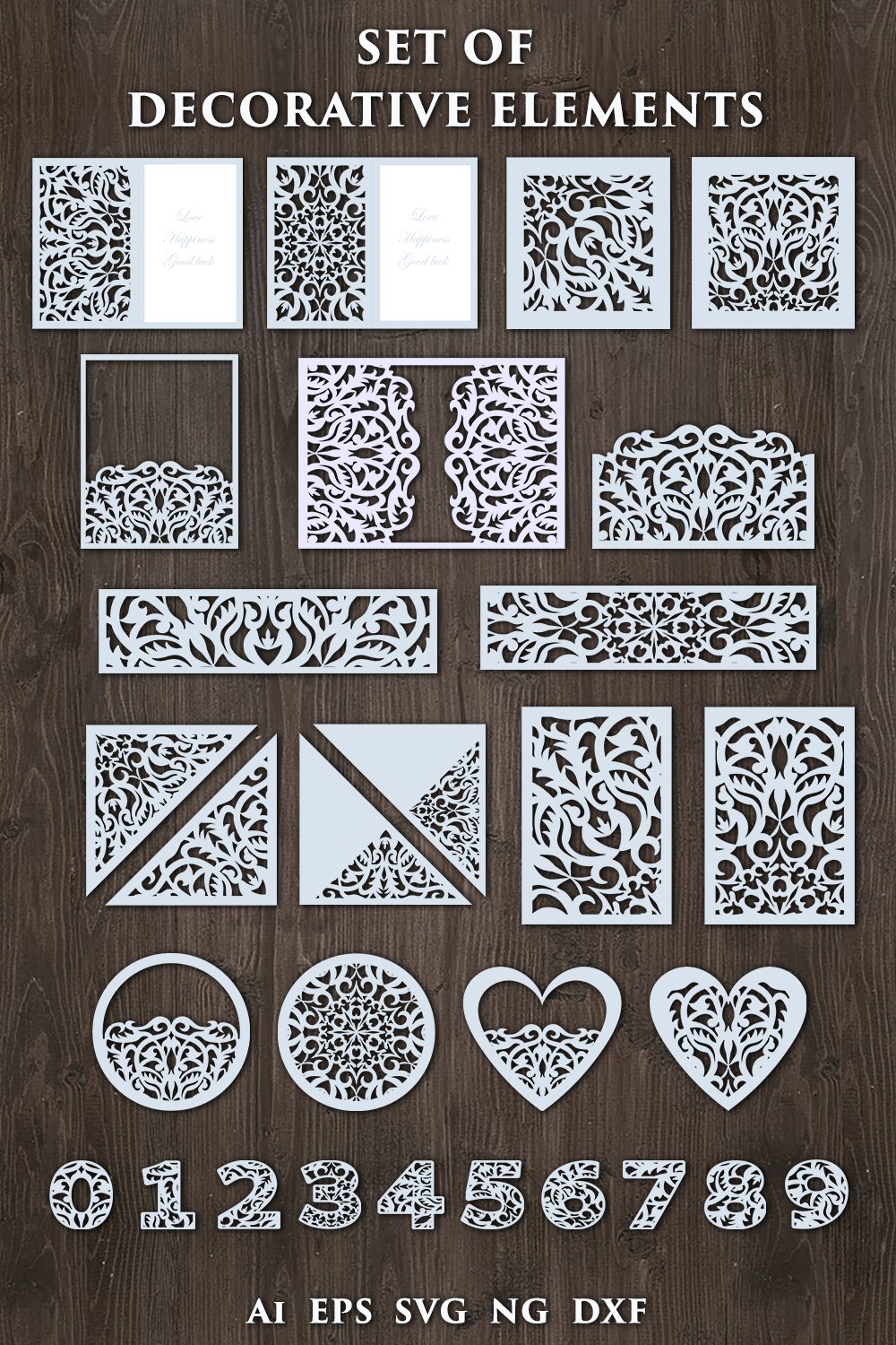 Decorative items. Template for crafts. SVG.