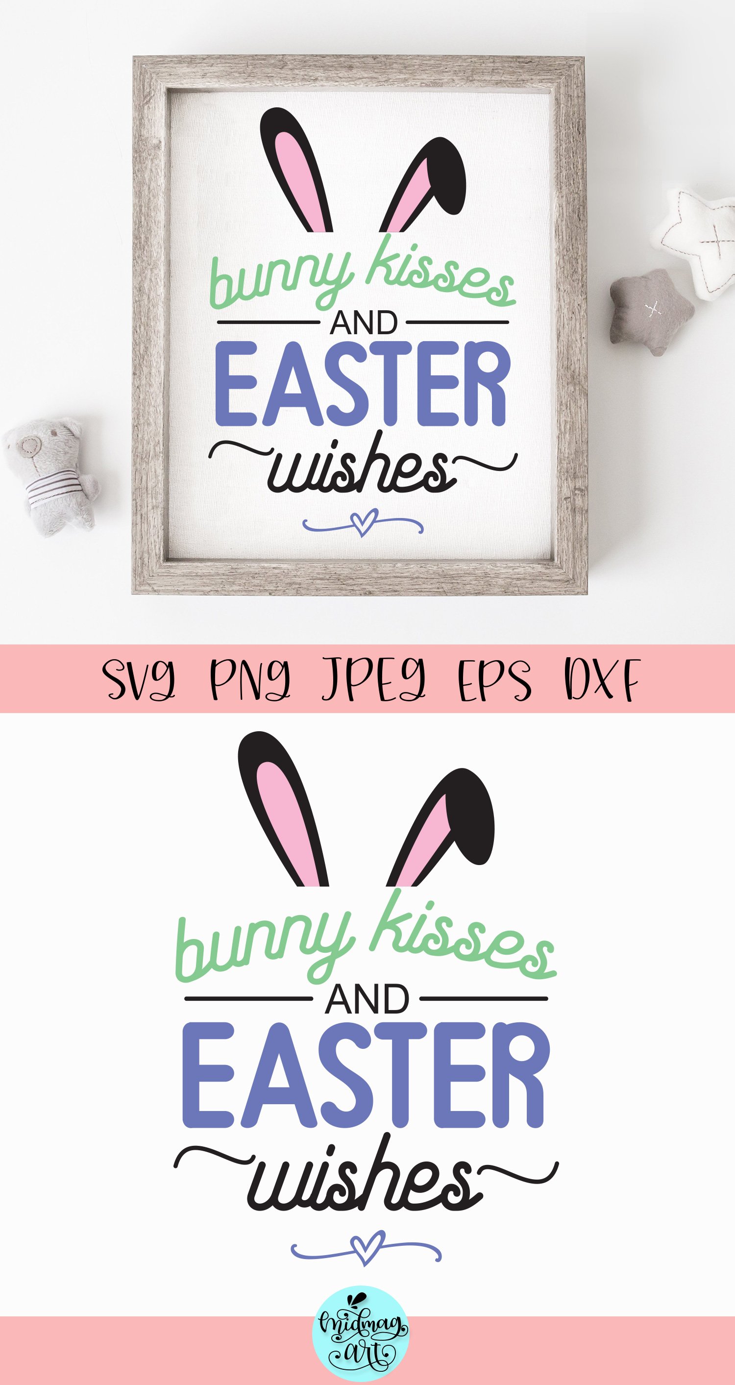 Bunny kisses and easter wishes wood sign svg, easter svg
