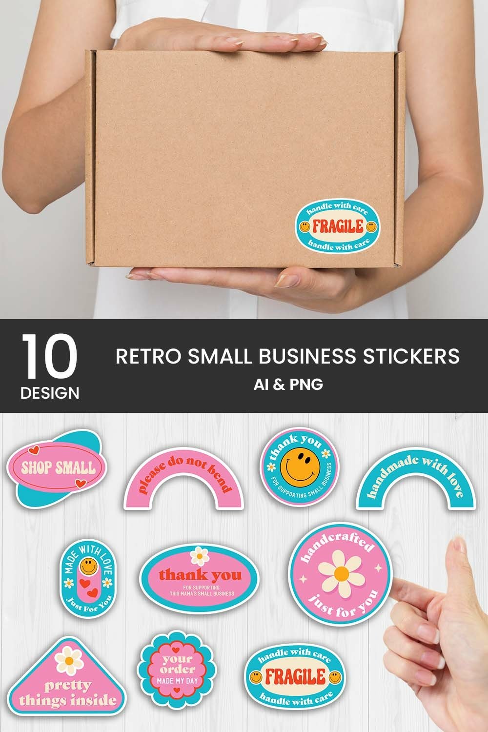 10 Retro Small Business Stickers | Packaging Stickers