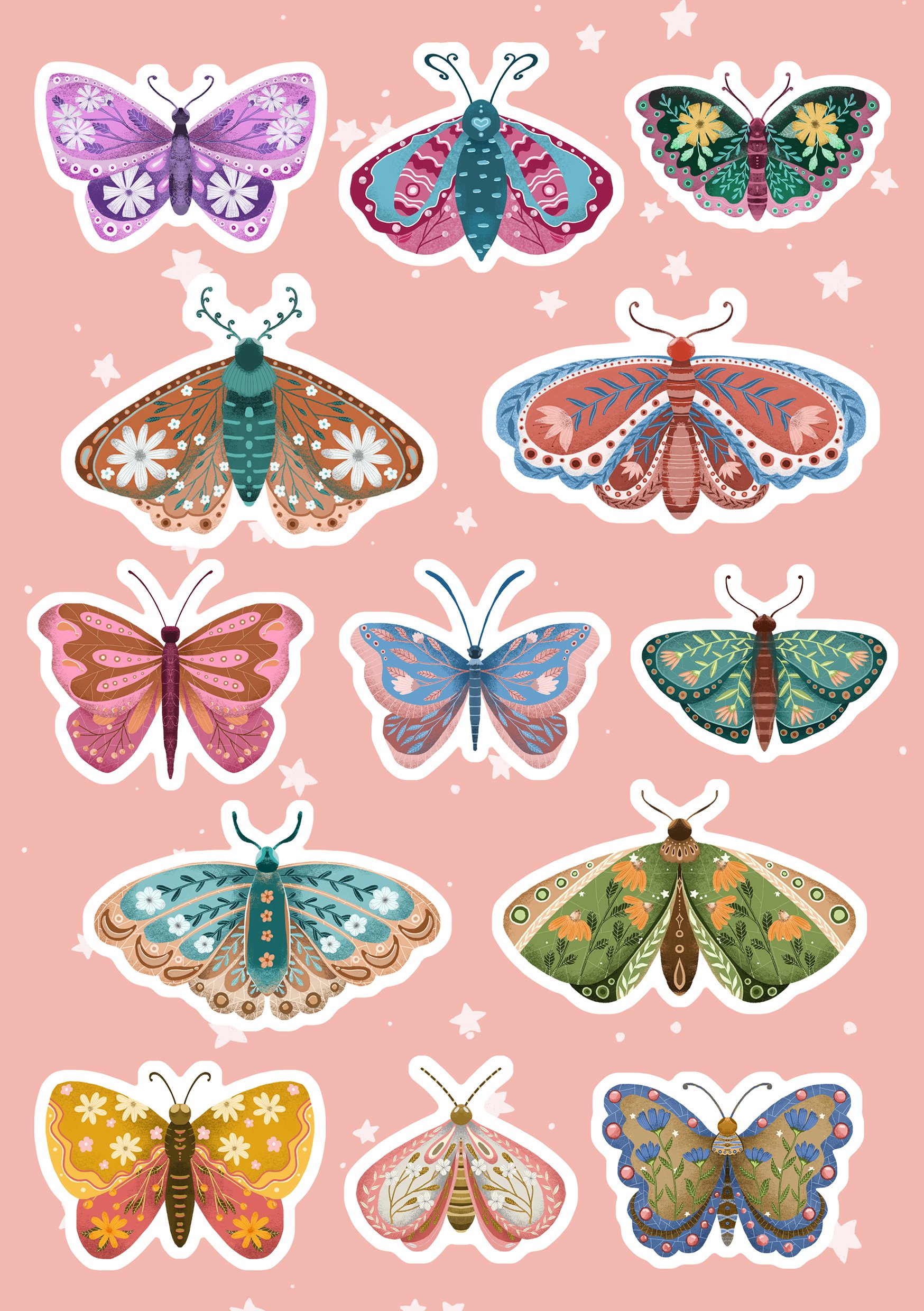Flower butterfly sticker pack