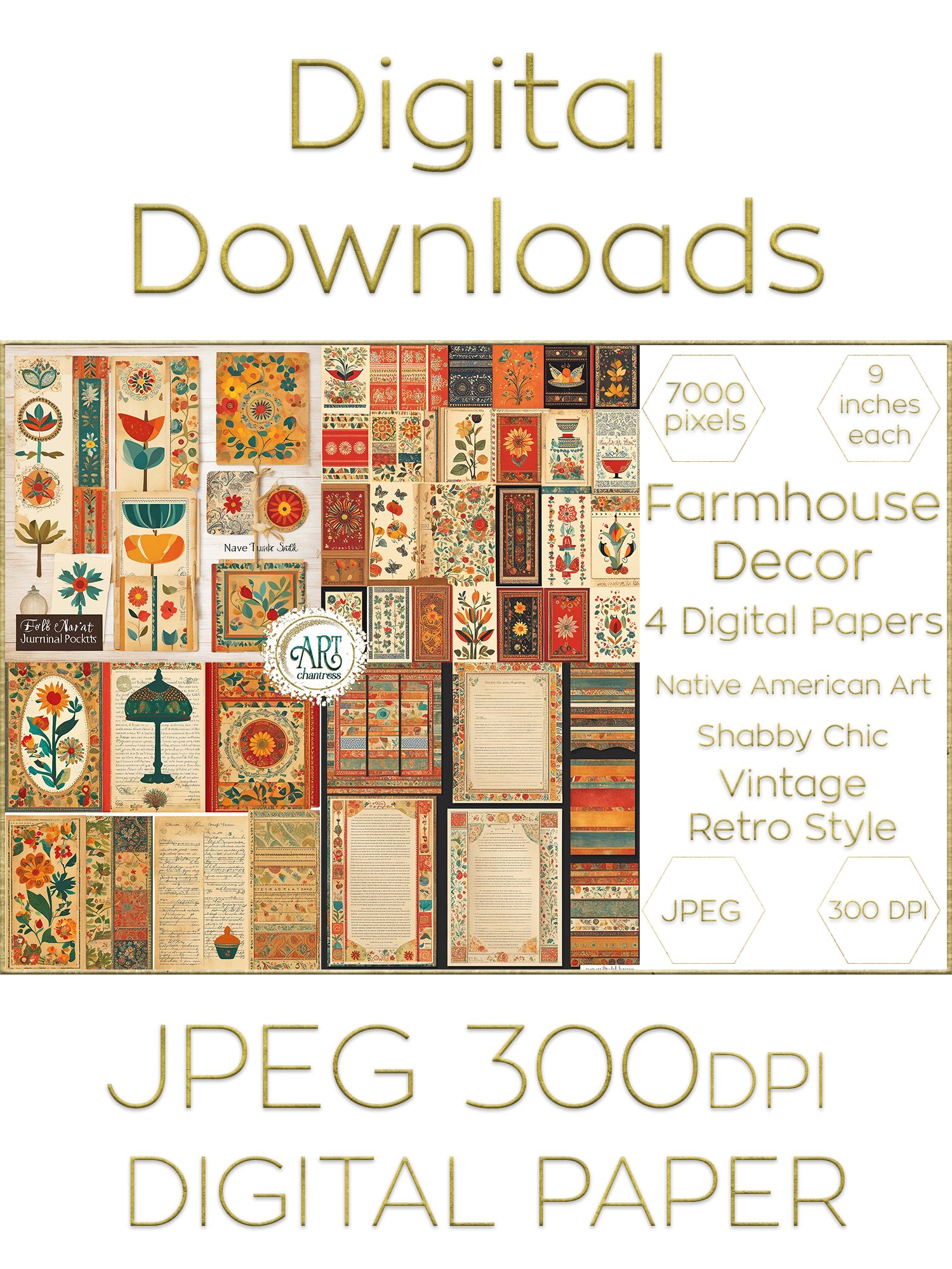 Vintage Classic digital papers Native American Art (3503036)