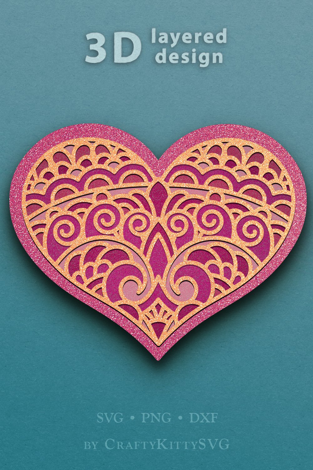3D Heart SVG, Heart Laser Cut, Layered Heart, (1805792)