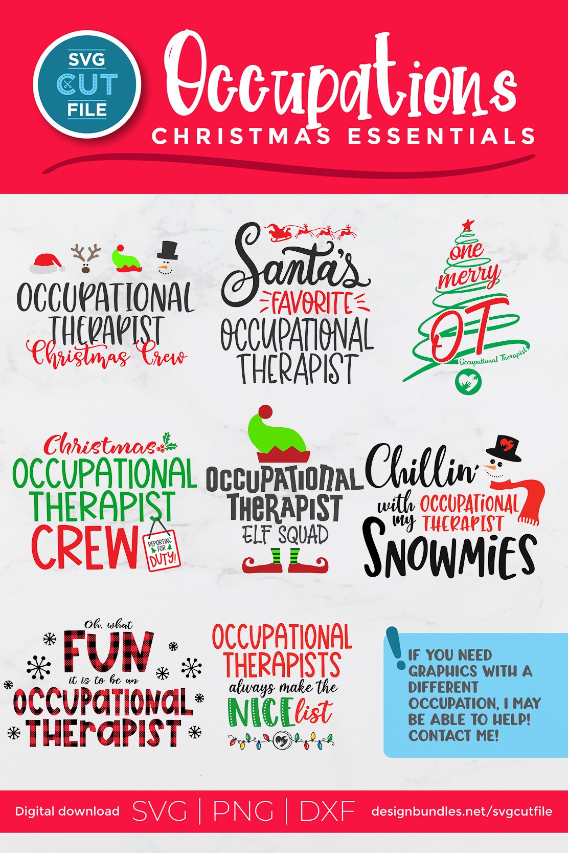 Christmas Occupational Therapist svg bundle - Xmas OT bundle