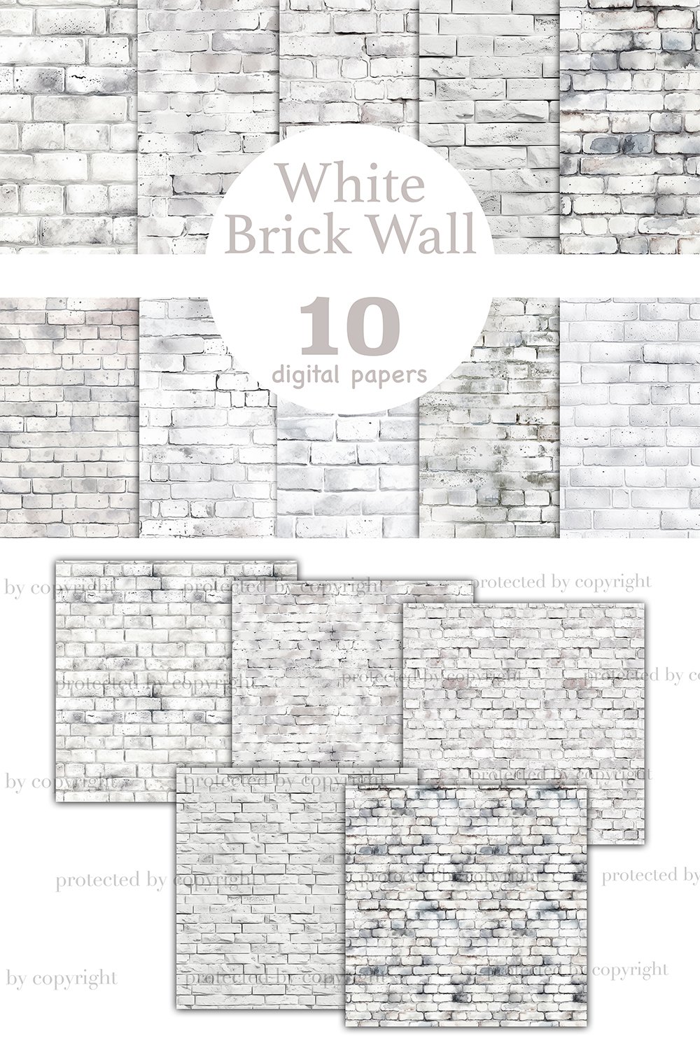 White Brick Digital Paper | Brick Wall Textures