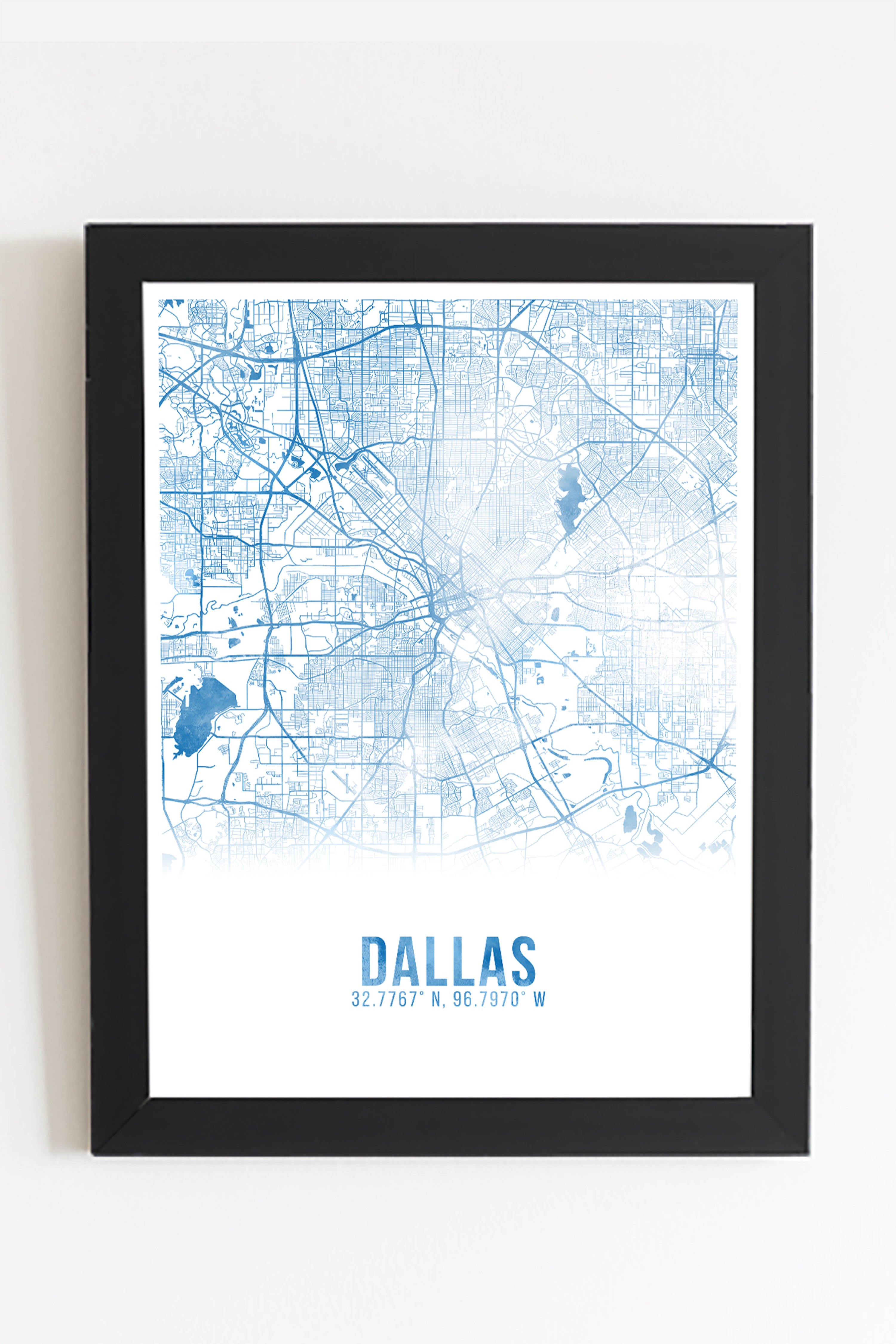 Dallas Watercolor City Map Poster