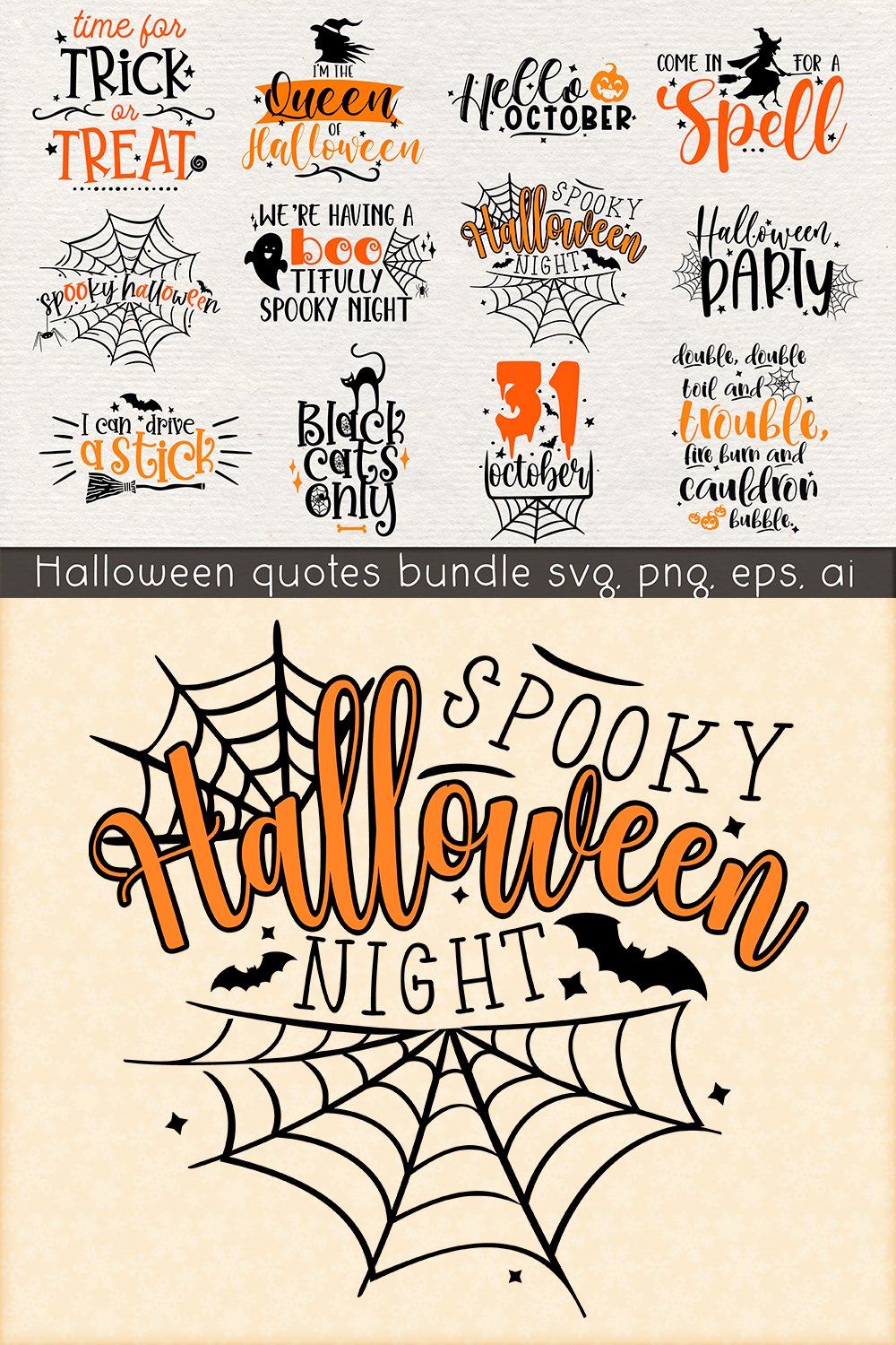 Halloween quotes BUNDLE SVG files, Halloween PNG, EPS.