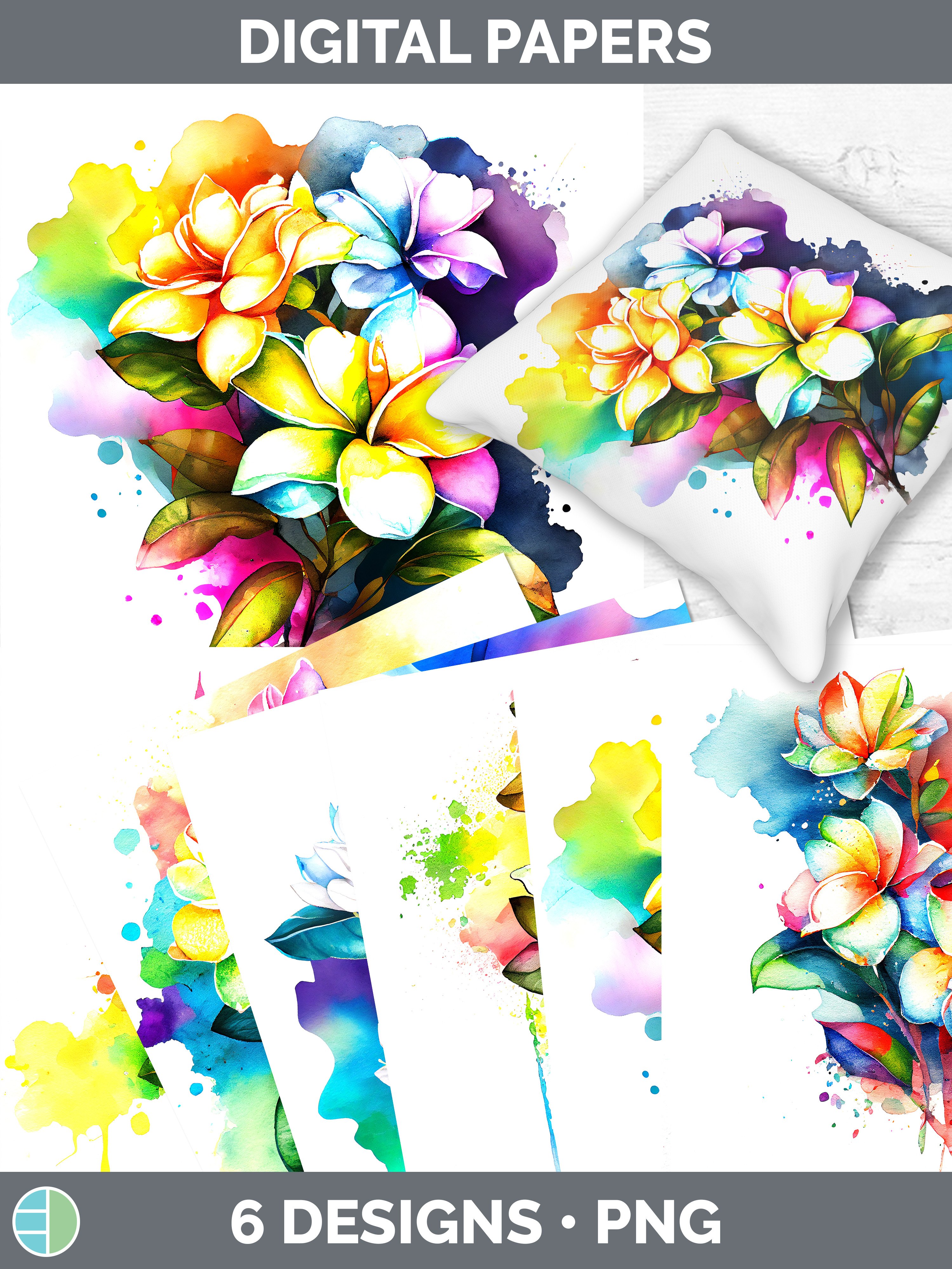 Rainbow Gardenia Flowers Paper Backgrounds | Digital Scrapbo