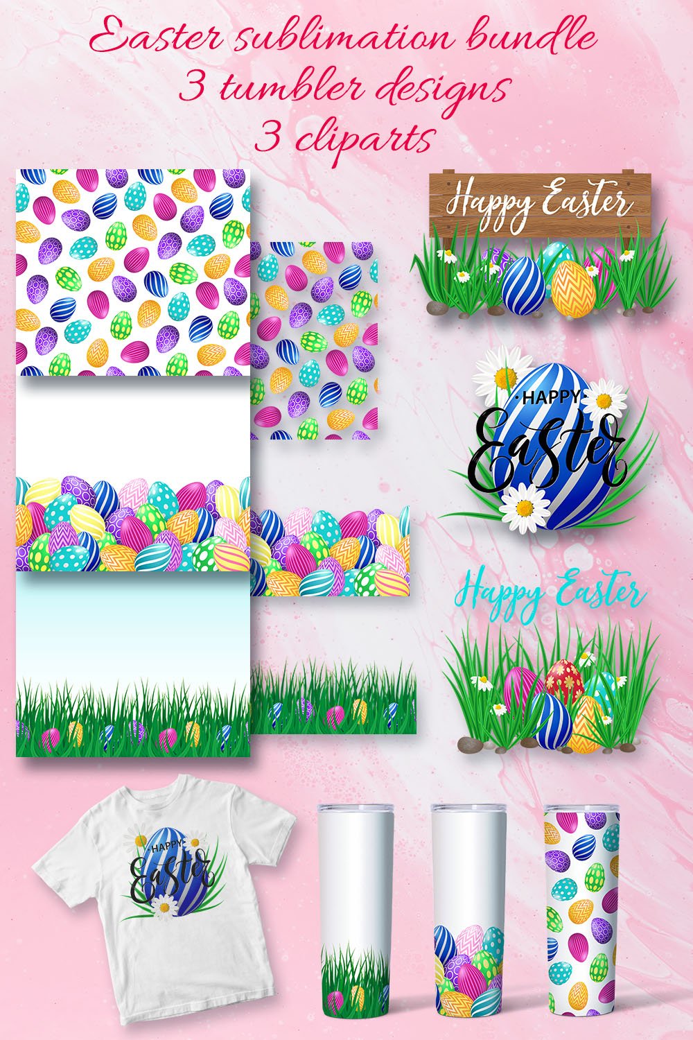 Easter sublimation bundle Tumbler wrap design Easter clipart