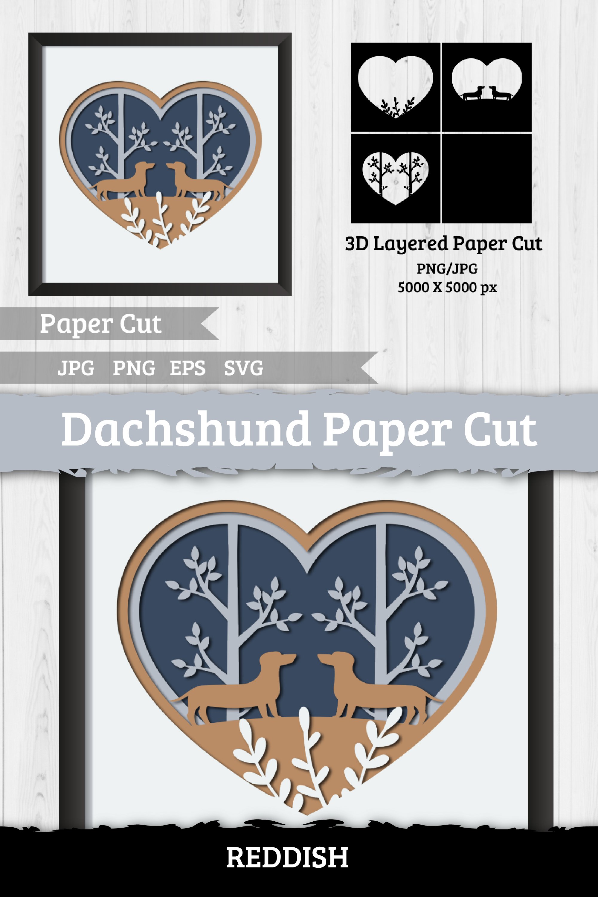 Dogs shadow box, dachshund SVG