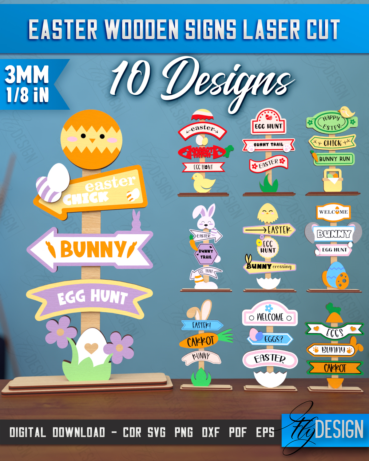 Easter Wooden Signs Laser Cut Design, Easter Egg Hunt Signs