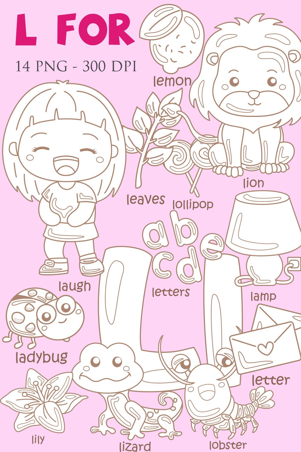 Alphabet L For Vocabulary Student Lesson Word Digital Stamp