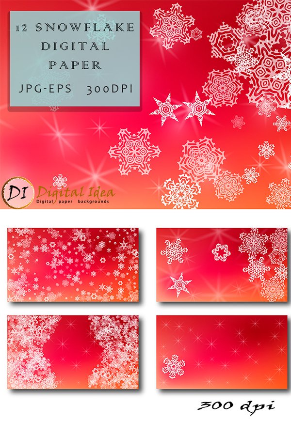 Christmas Backgrounds. 12 snowflake digital paper (982852)