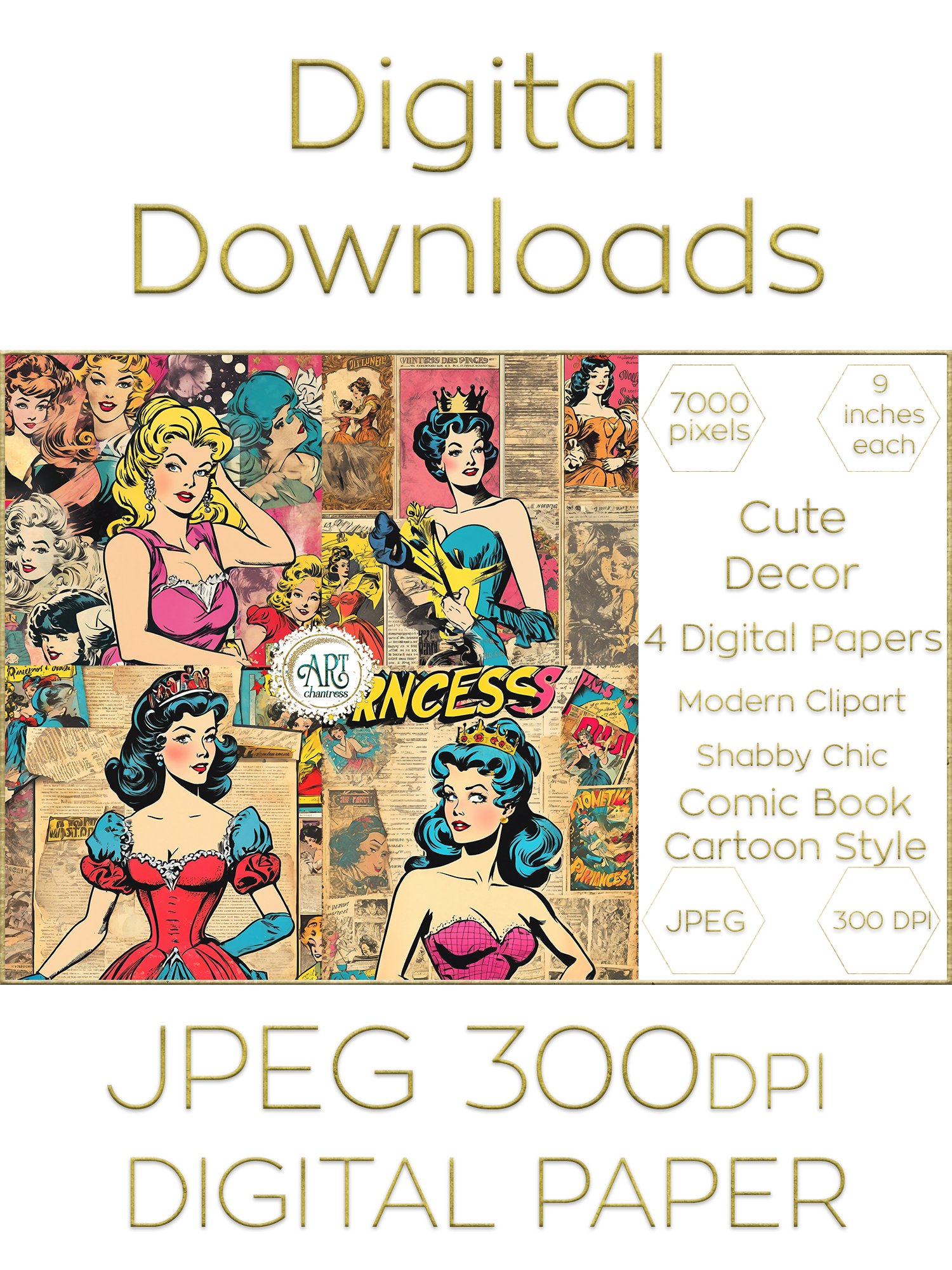 Cartoon Style Portraits Digital Paper Fantasy (3376932)