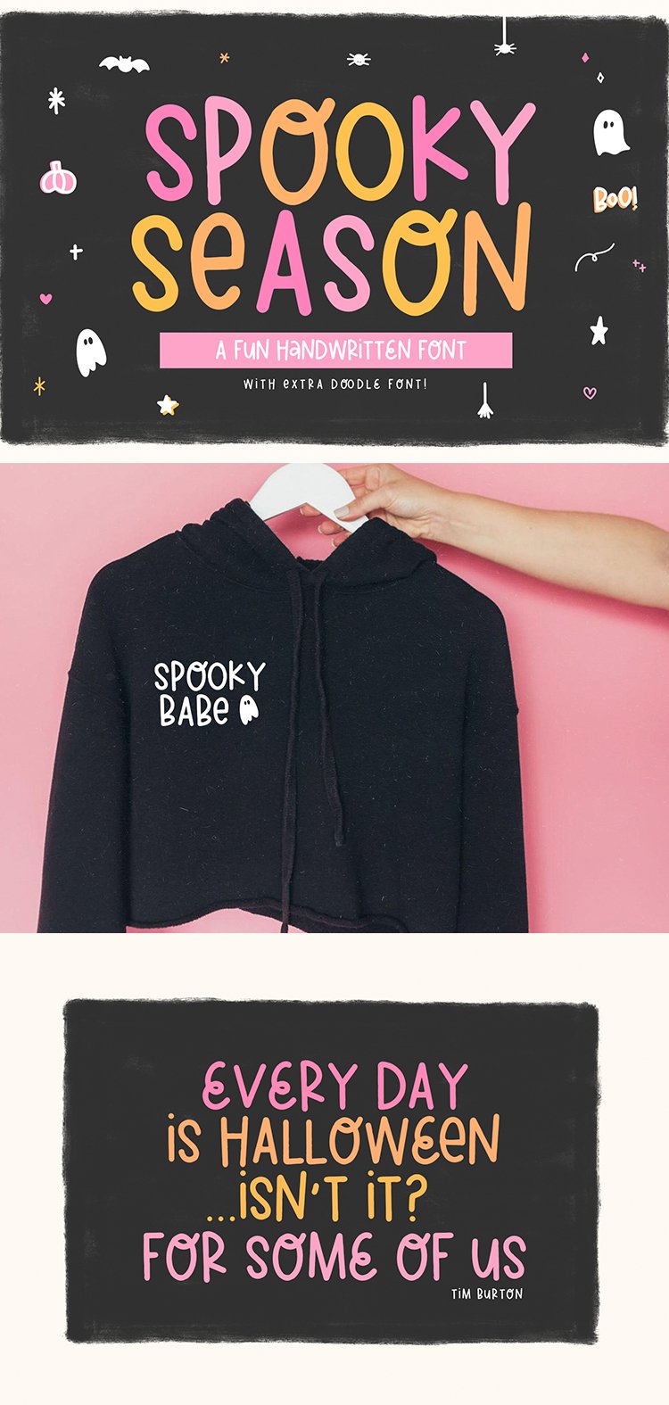 Spooky Season - Handwritten Font with Halloween Doodles