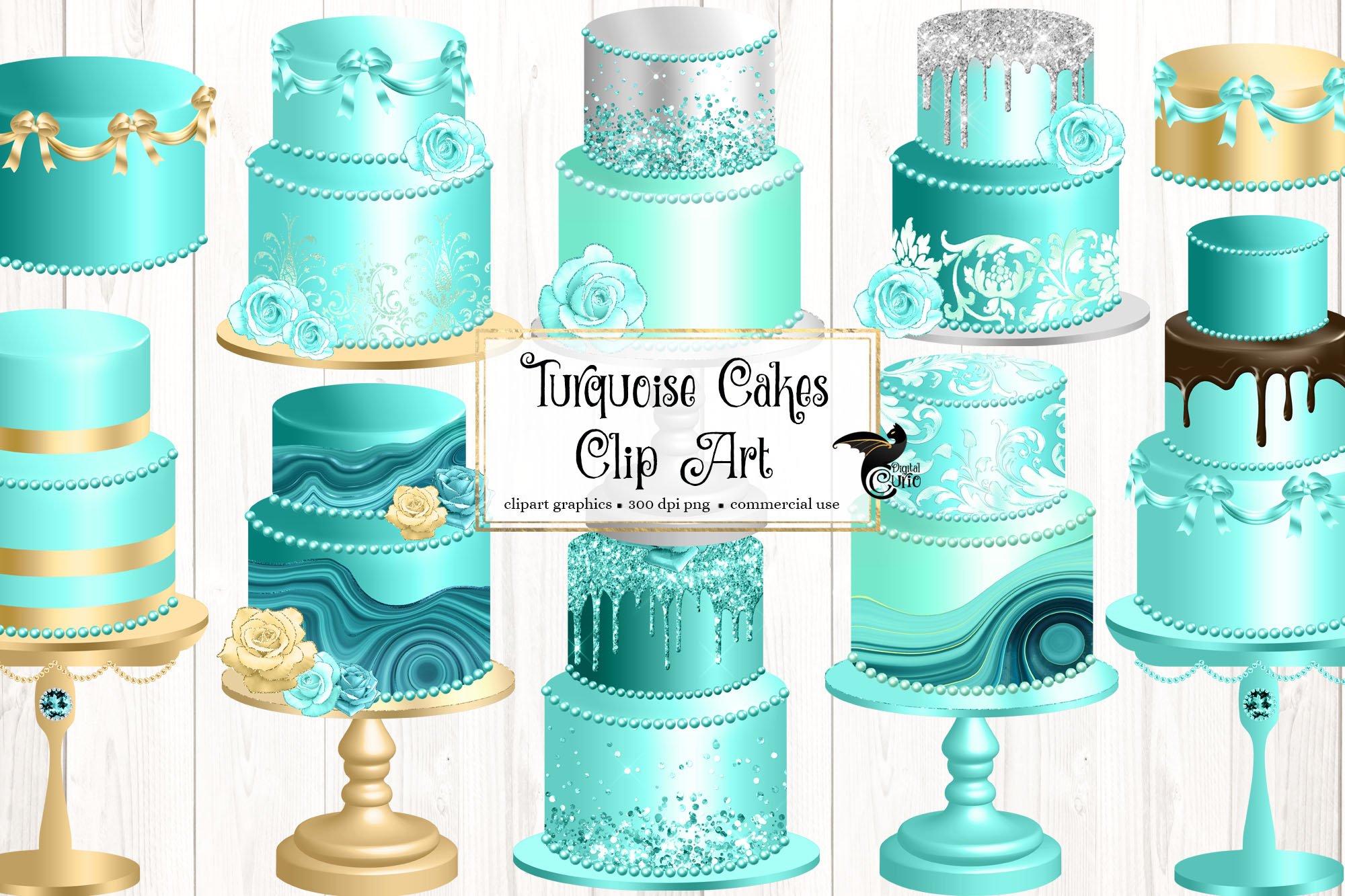 Turquoise Cakes Clipart