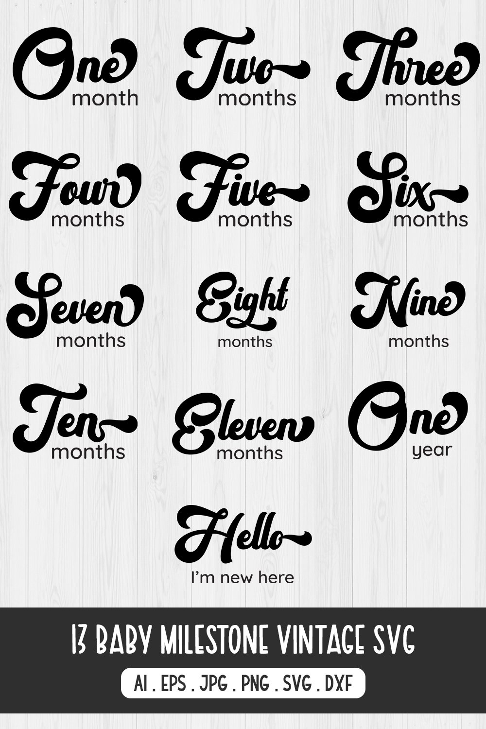 13 set Baby Milestone Vintage SVG, Vintage Baby Milestone