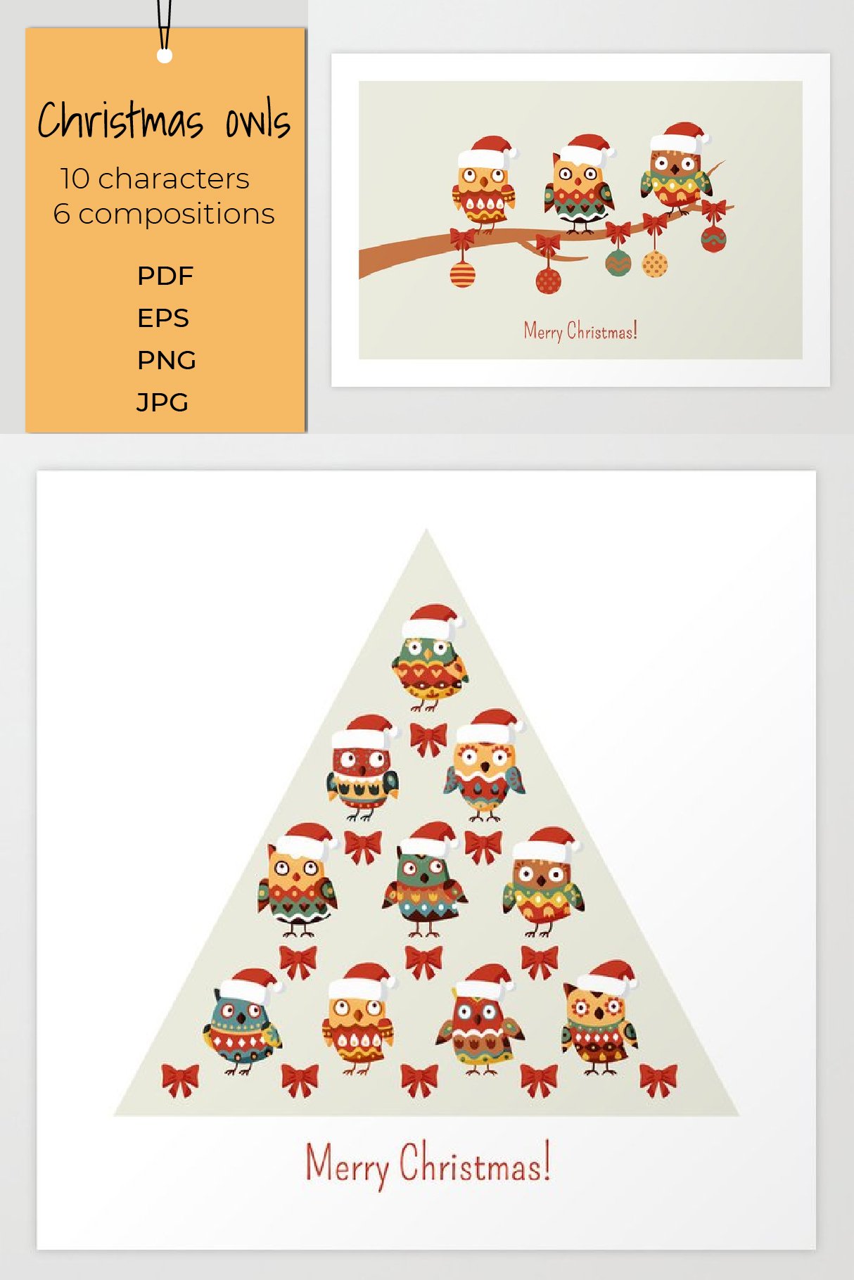 Christmas owls clipart. Christmas Bundle