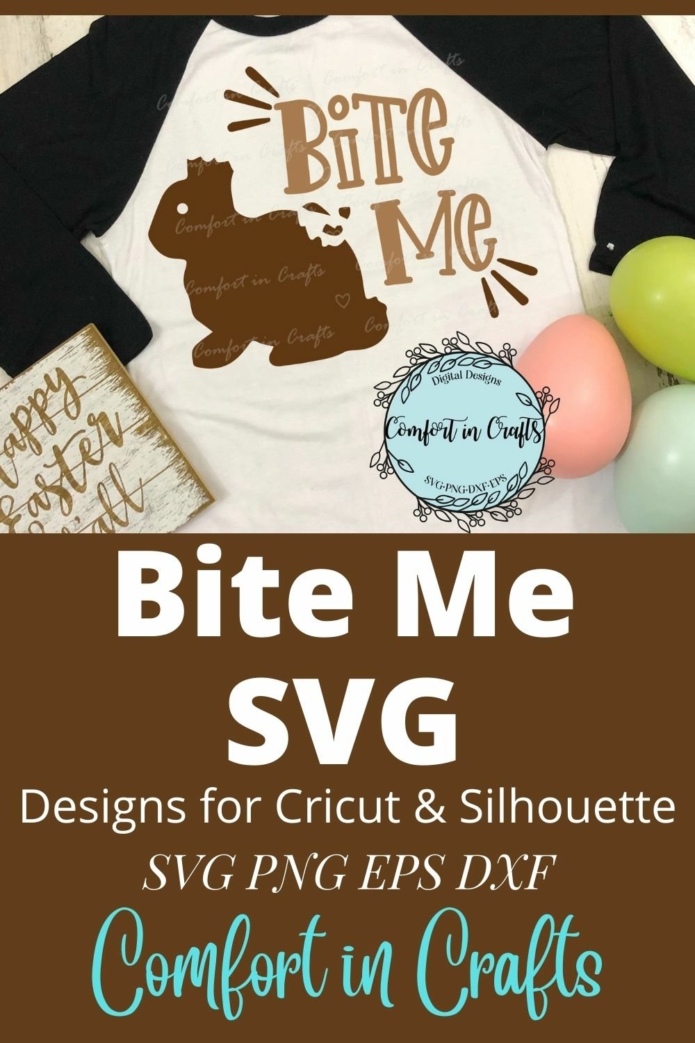 Bite Me Chocolate Easter Bunny SVG and Sublimation