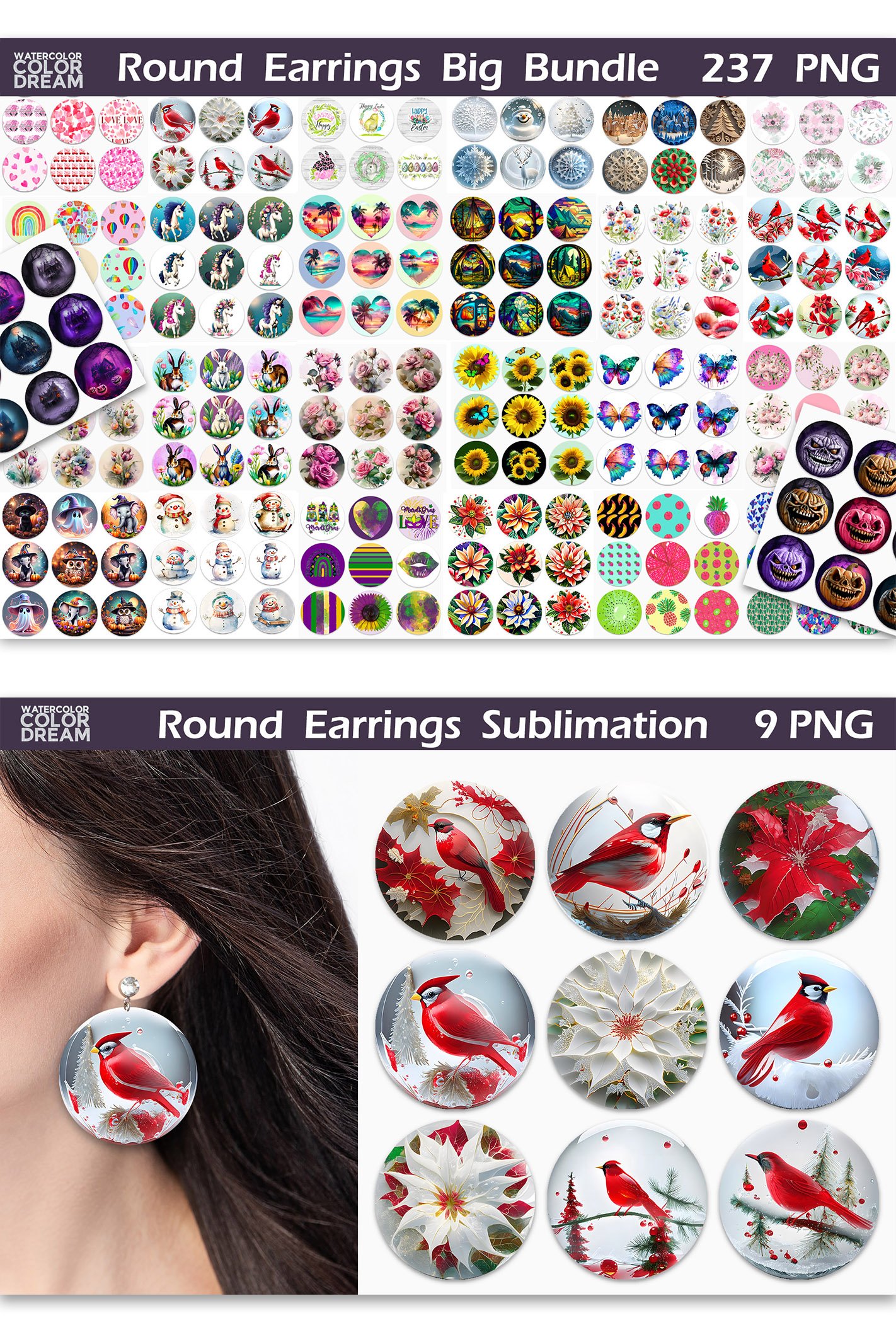 Round Earrings Big Bundle | Sublimation Earrings Bundle