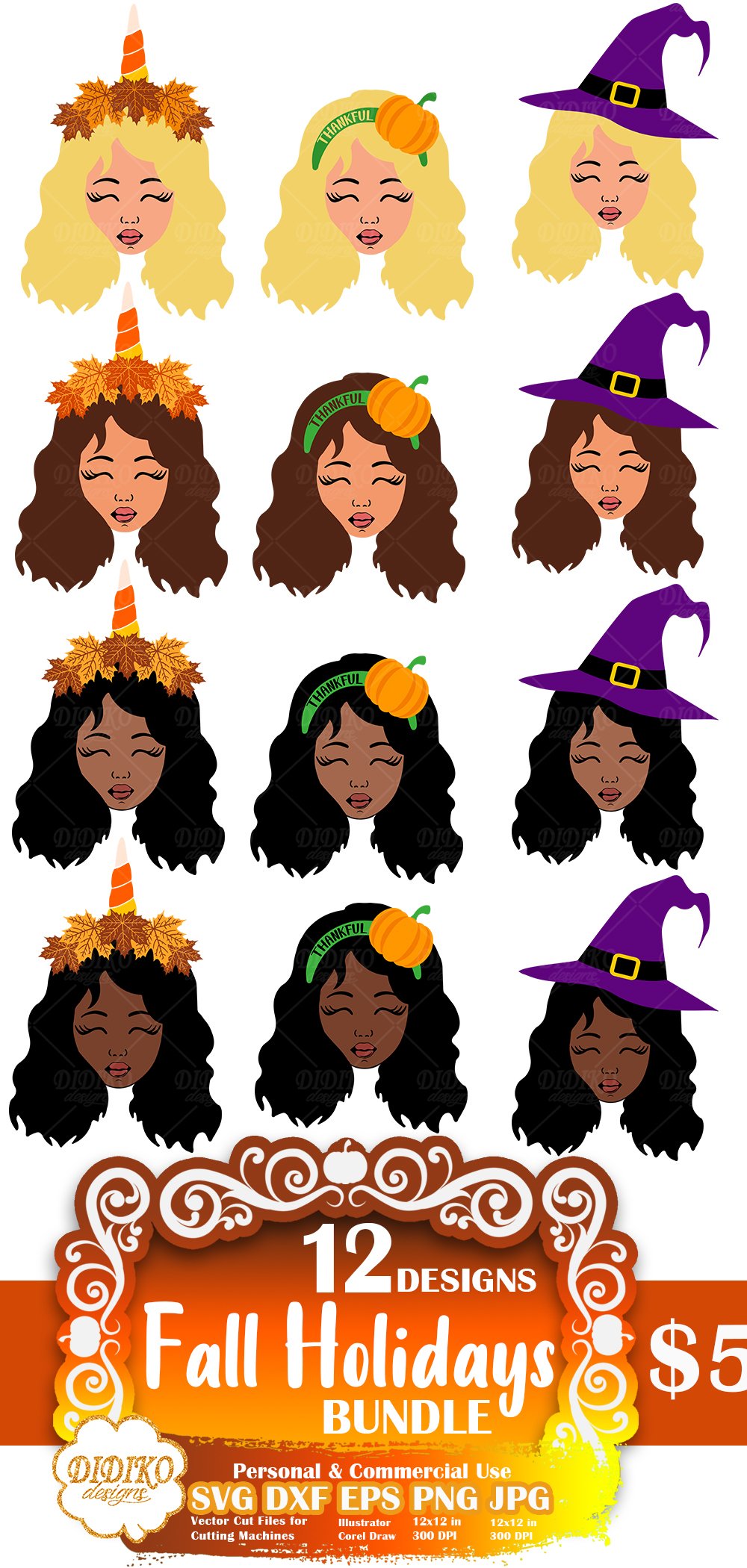 Fall SVG Bundle | Black Girl SVG | Halloween | Thanksgiving