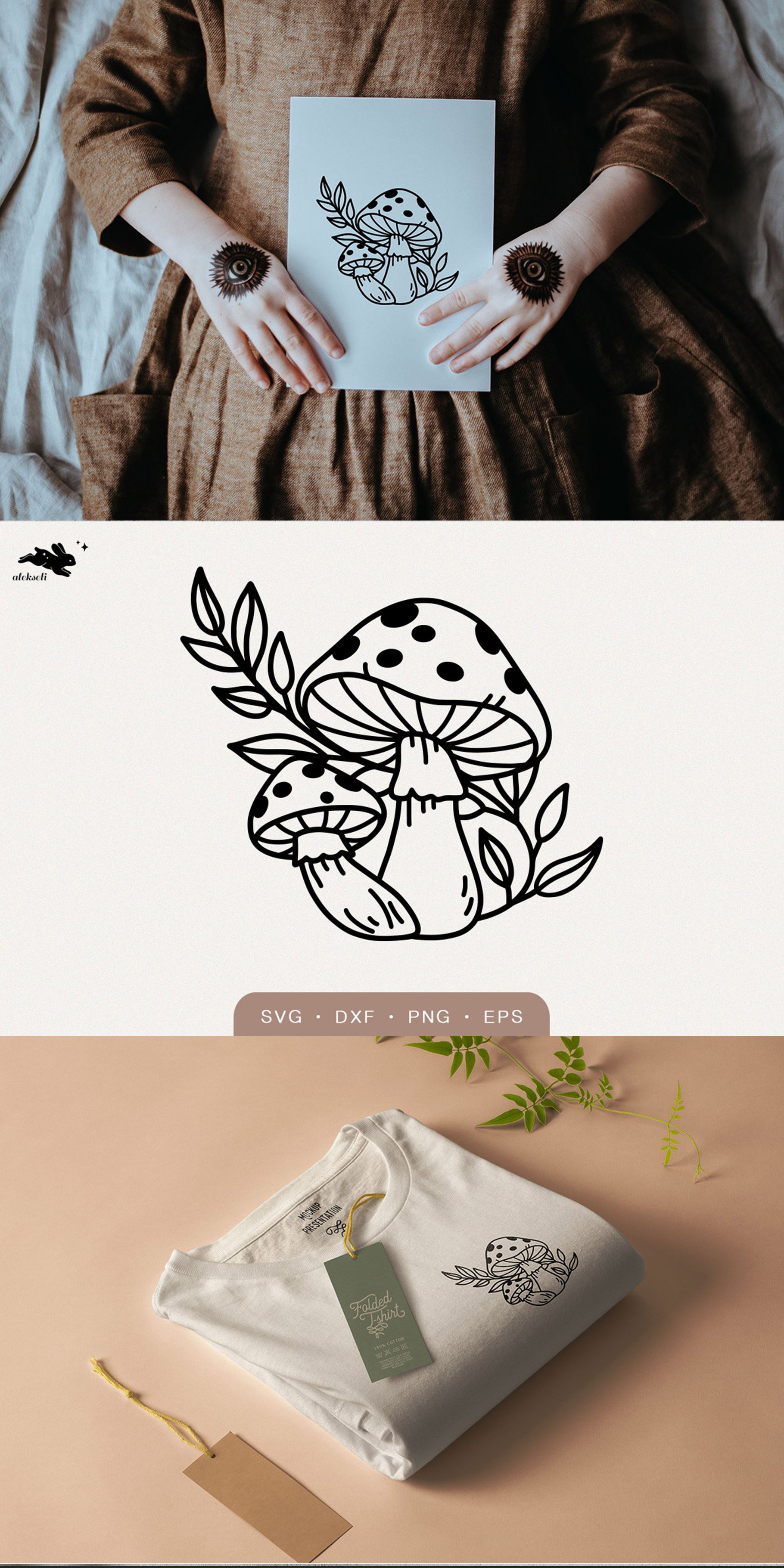 Boho mushrooms SVG file
